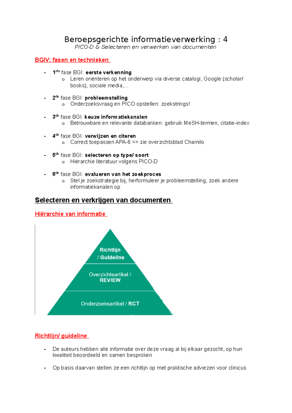 Les 4 - Beroepsgerichte informatieverwerking : 4 PICO-D & Selecteren en ...