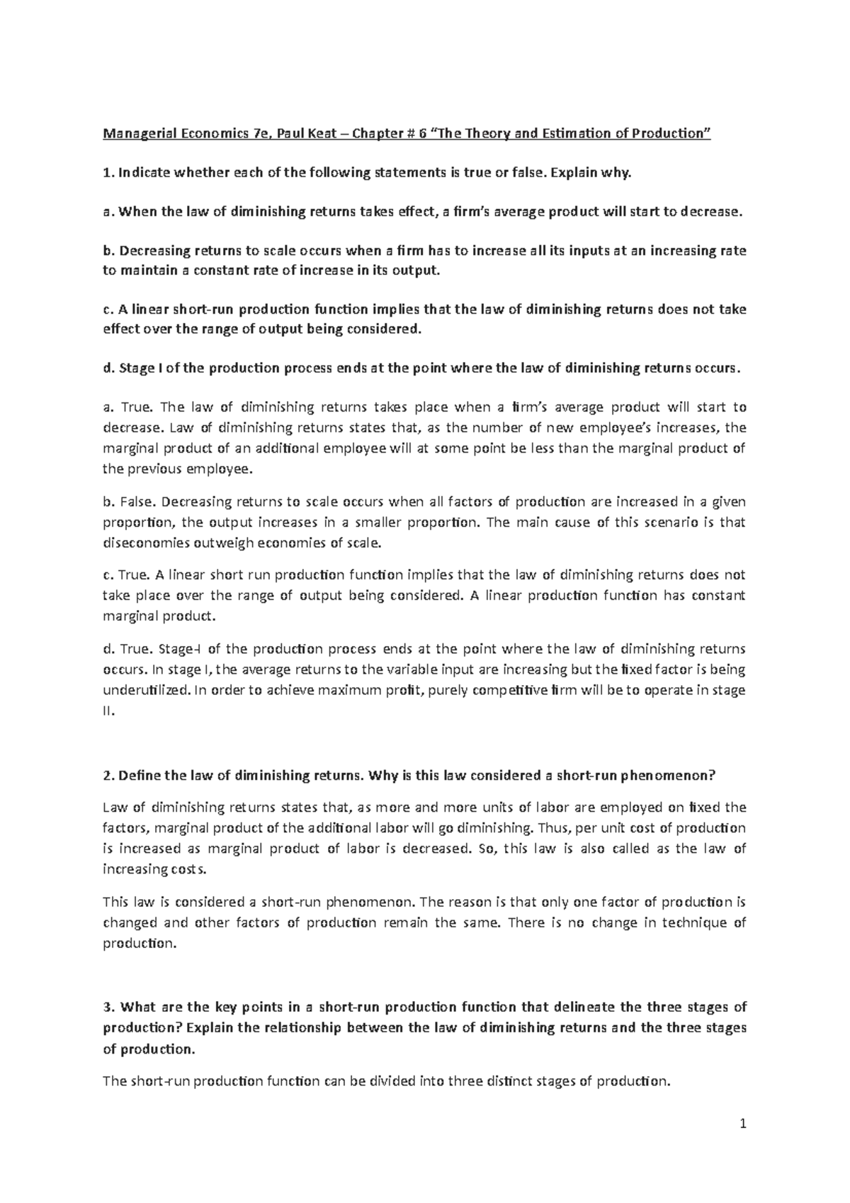 Managerial Economics 7e Chap 6 solution manual - Managerial Economics ...