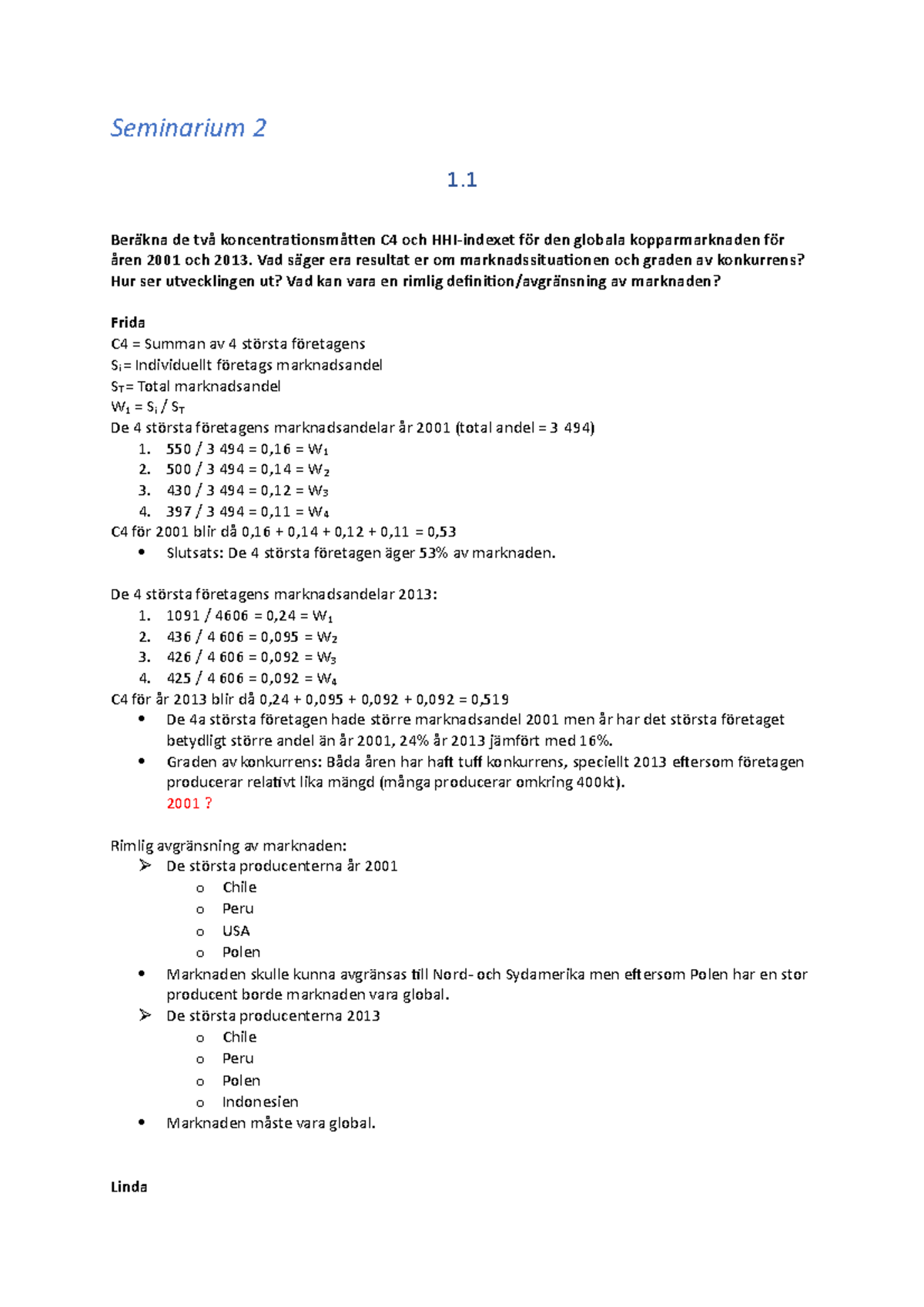 Gruppövning 2 - anteckningar från kursern inom marknadsanalys som ...