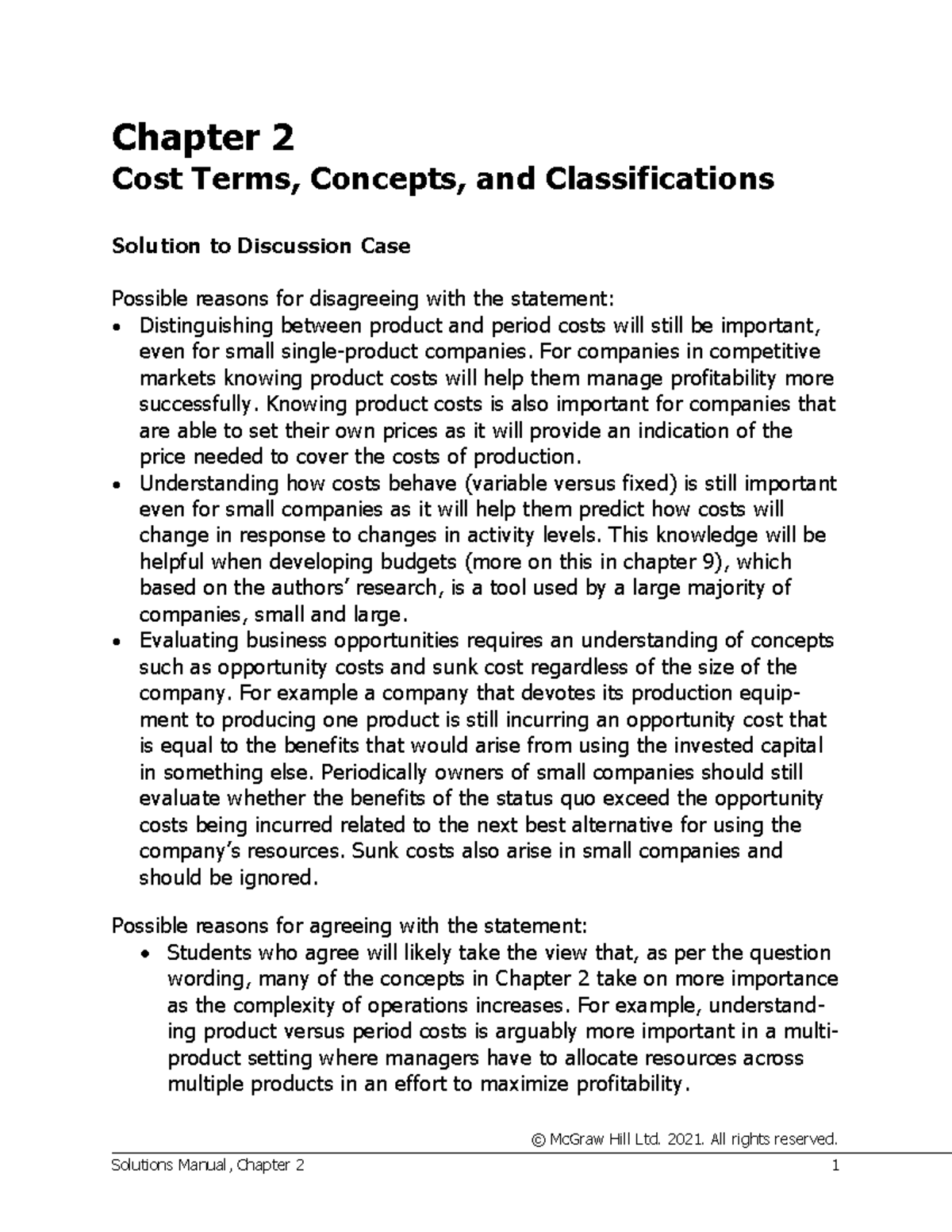 Ch 2 Exercise Solutions - © McGraw Hill Ltd. 2021. All rights reserved. Solutions Manual ...