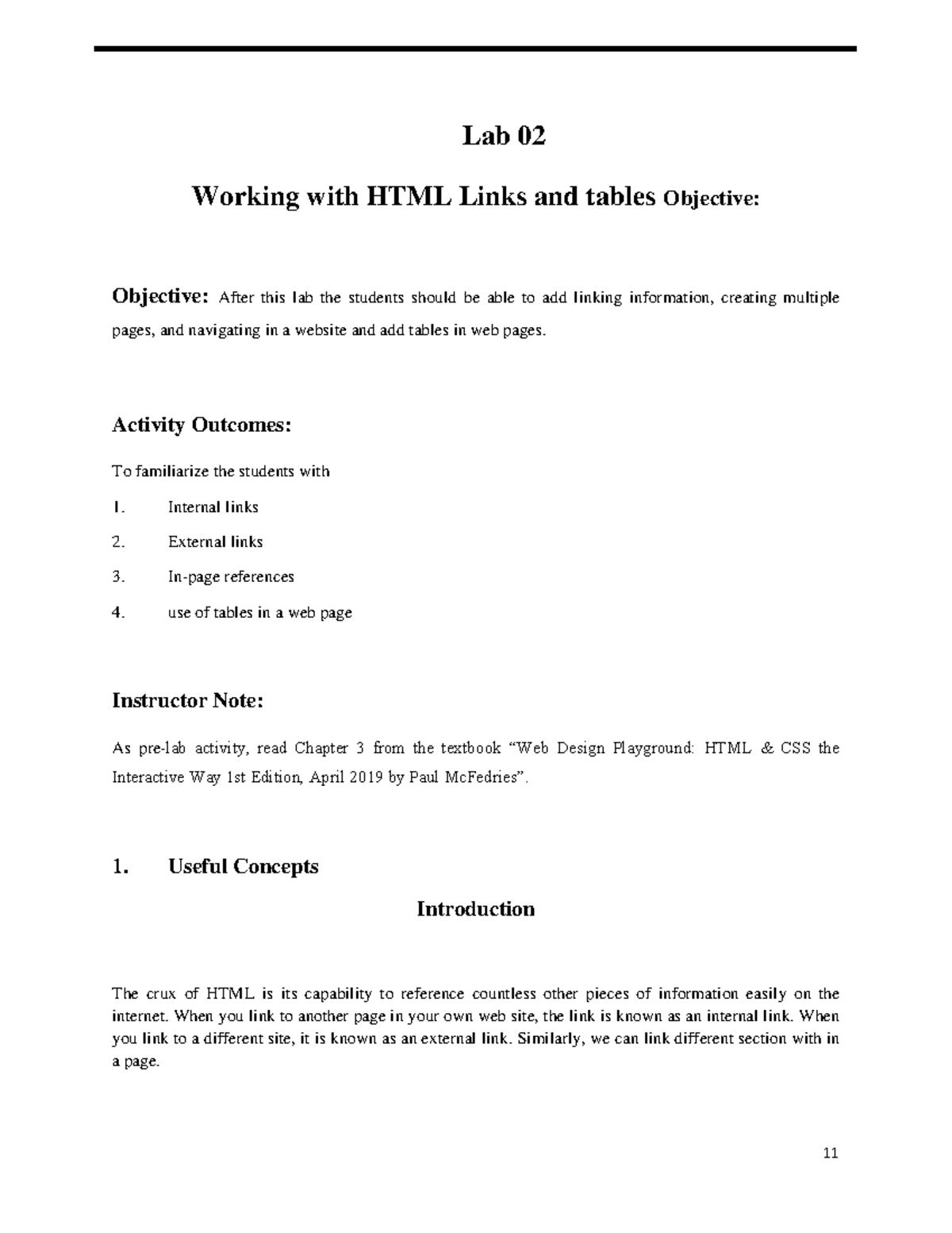 LAB02 - this is good - Lab 0 2 Working with HTML Links and tables Objective: Objective: After ...