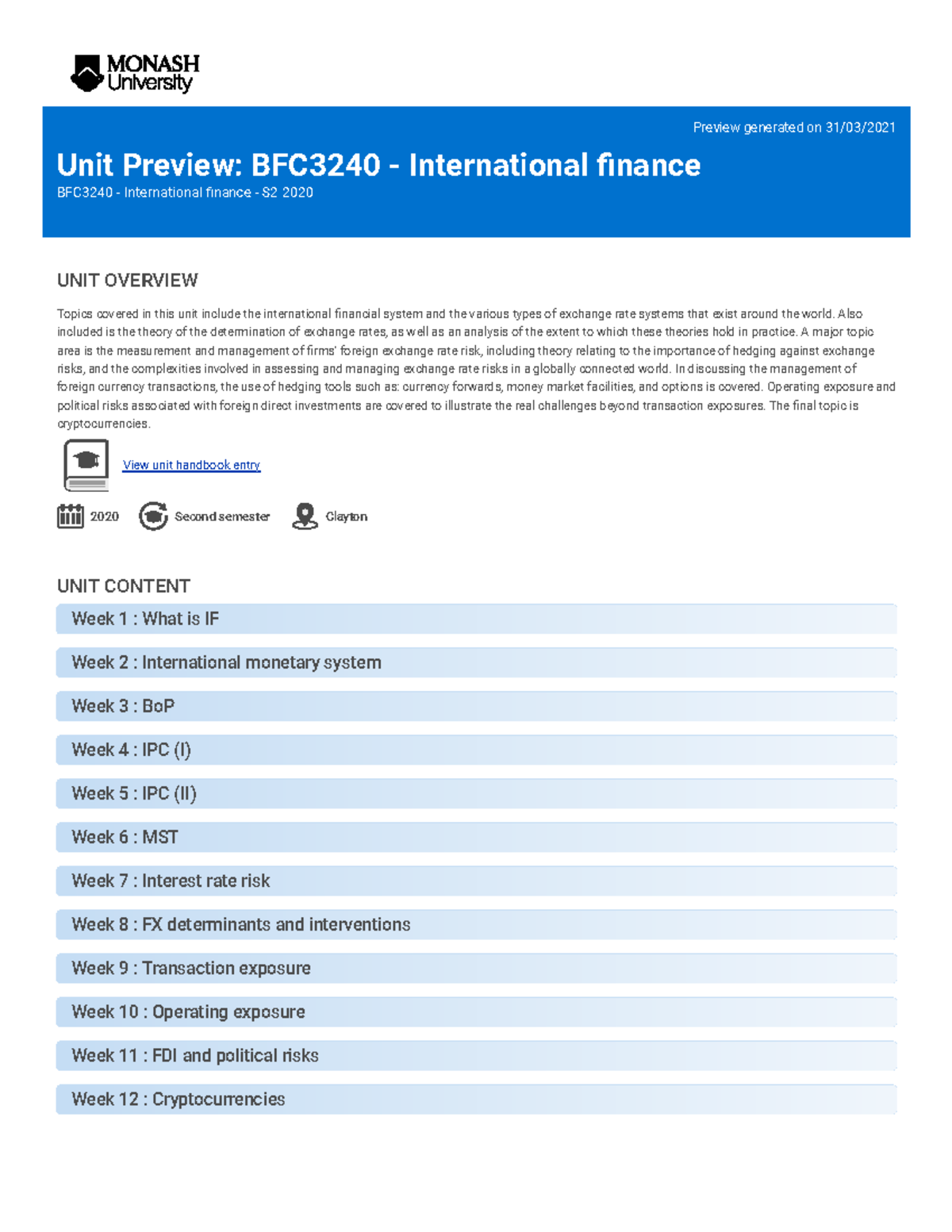 Preview BFC3240 2020 - Preview generated on 31/03/ Unit Preview ...