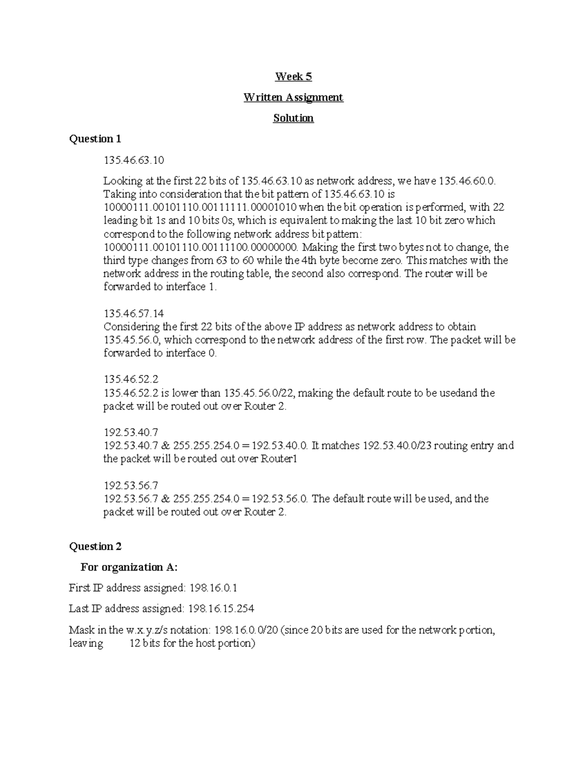 Week 5 Written Assignment - Week 5 Written Assignment Solution Question ...