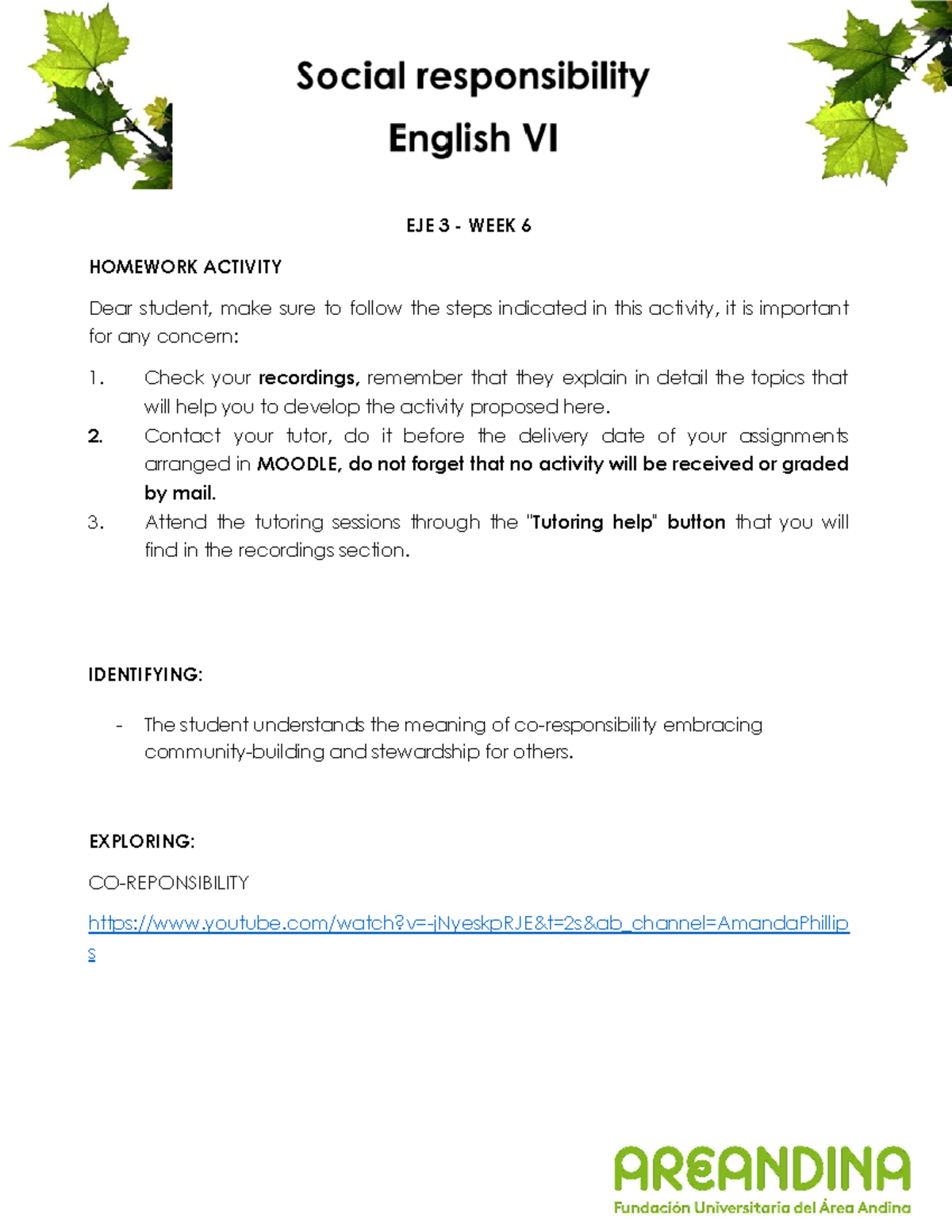 English 6 - EJE 3 - week 6.docx - EJE 3 - WEEK 6 HOMEWORK ACTIVITY Dear student, make sure to ...