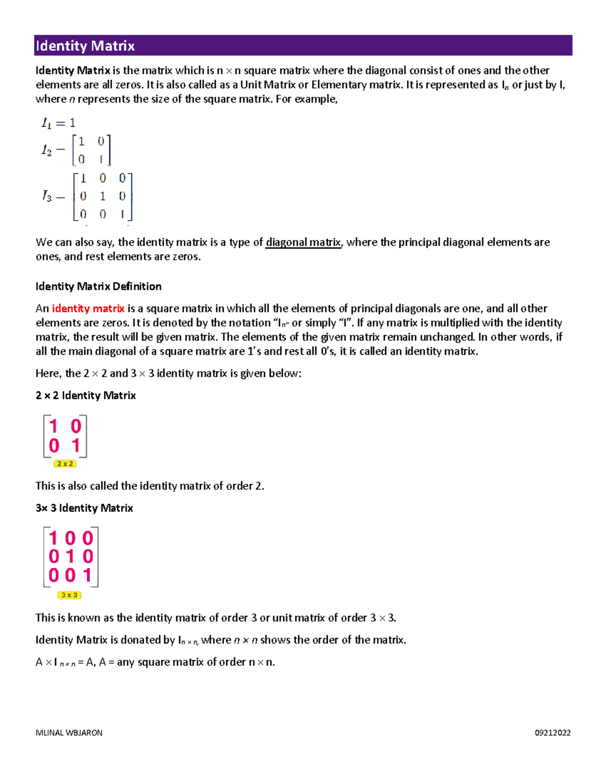 Identity-Matrix - Usefull - MLINAL WBJARON 09212022 Identity Matrix ...