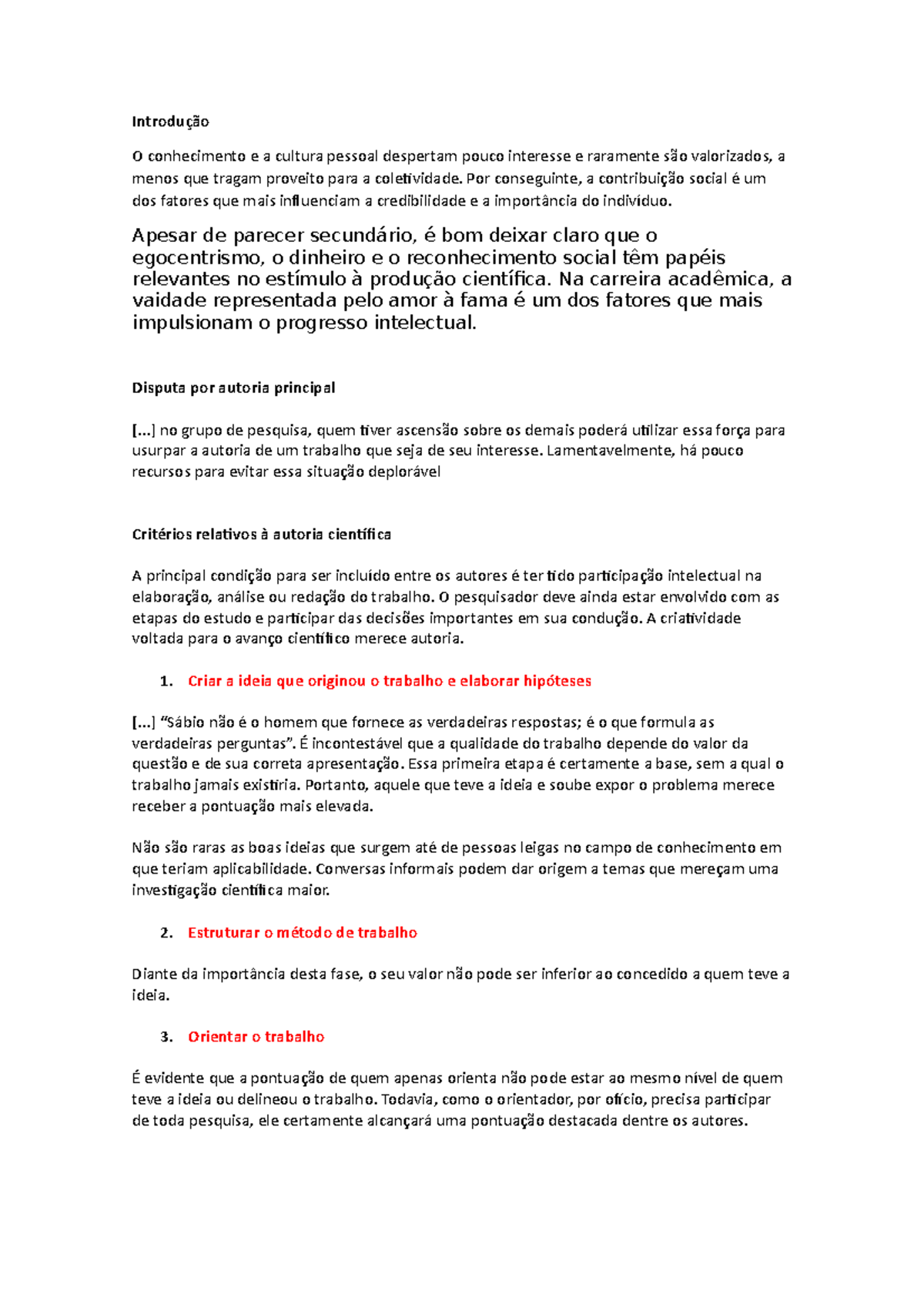 Autoria de um trabalho científico - Introdução O conhecimento e a ...