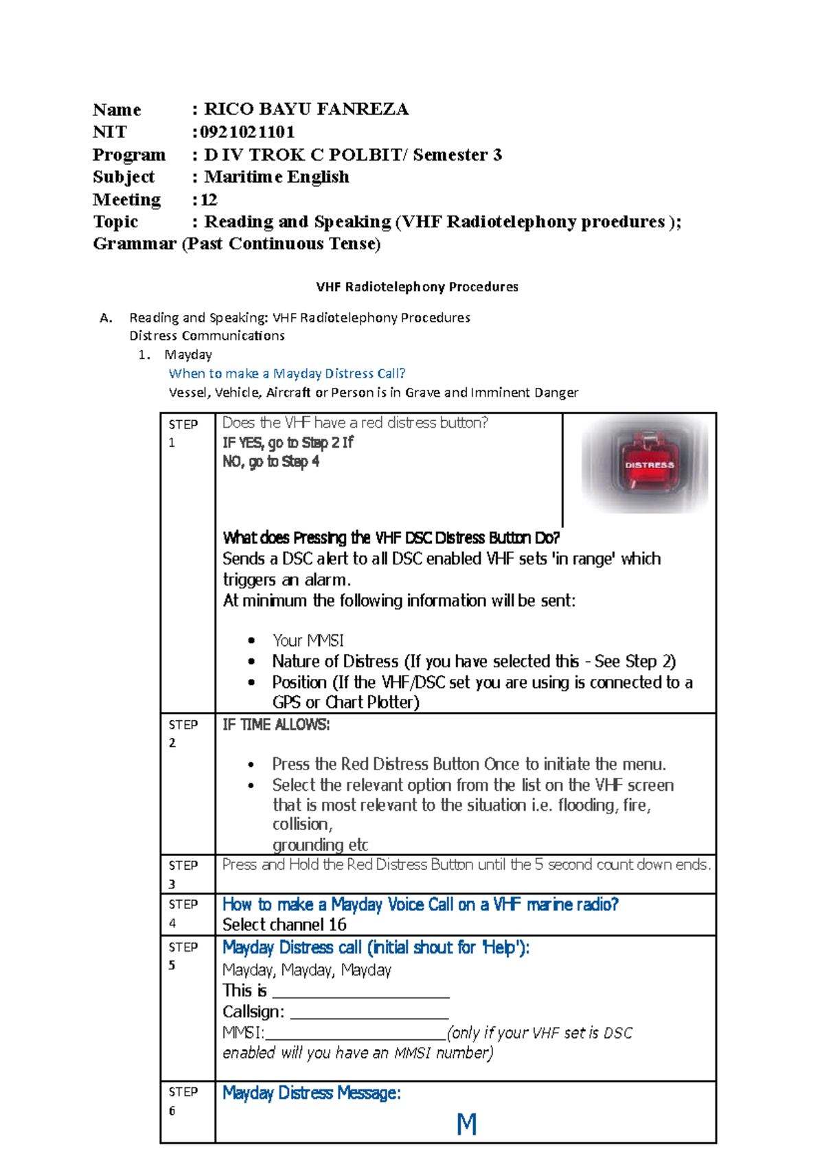 Task 12 RICO BAYU Fanreza TROK C - Name : RICO BAYU FANREZA NIT : Program : D IV TROK C POLBIT ...