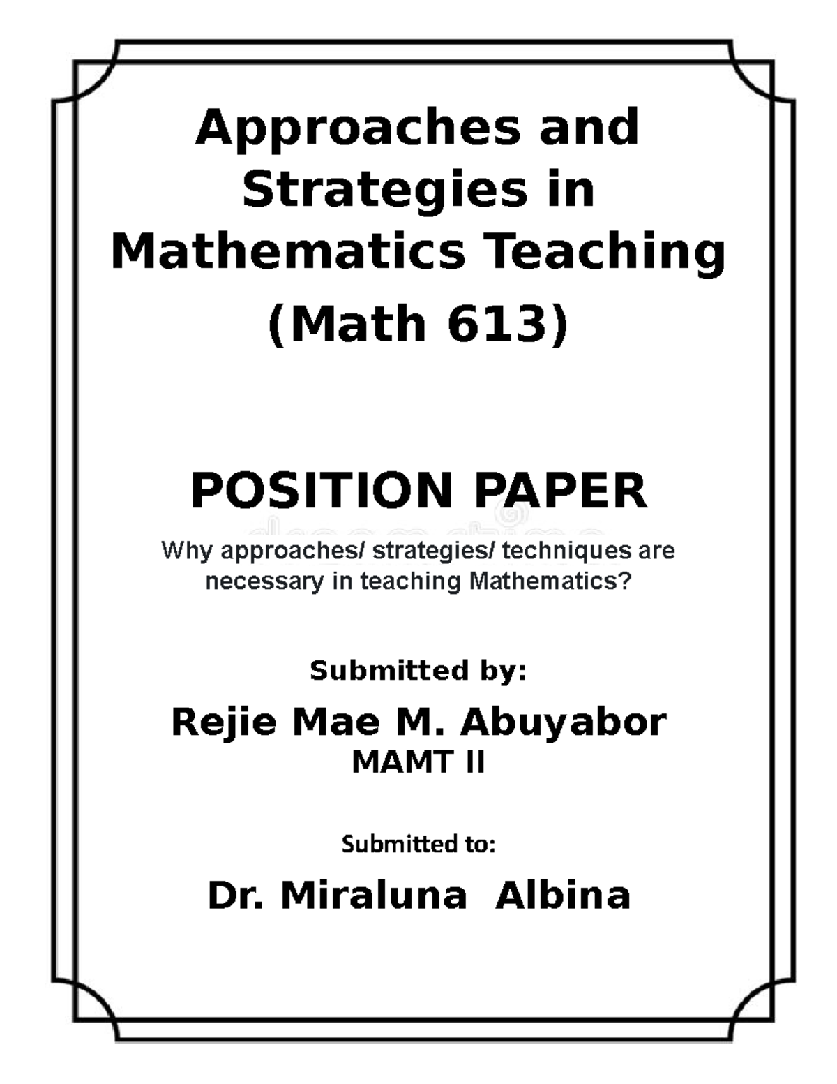 Approaches And Strategies In Mathematics Teaching Approaches And