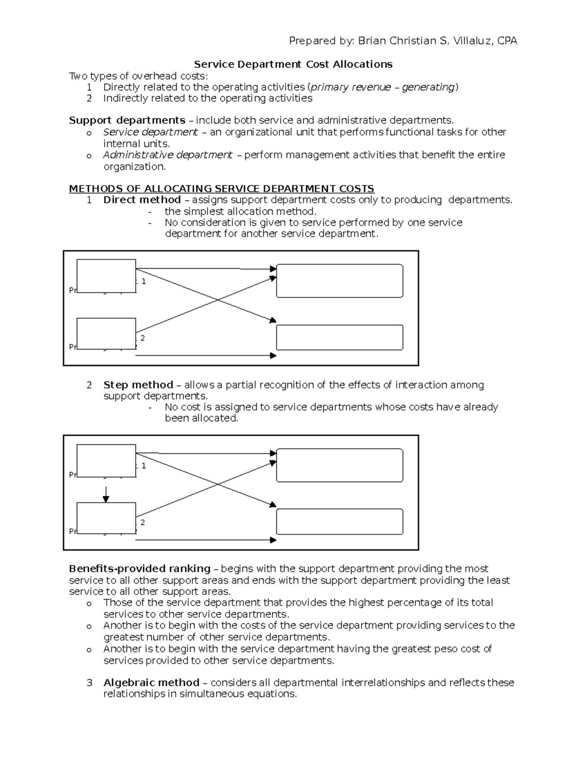 330154515 Activity based Costing and Service Department Cost Allocations - Service Department ...
