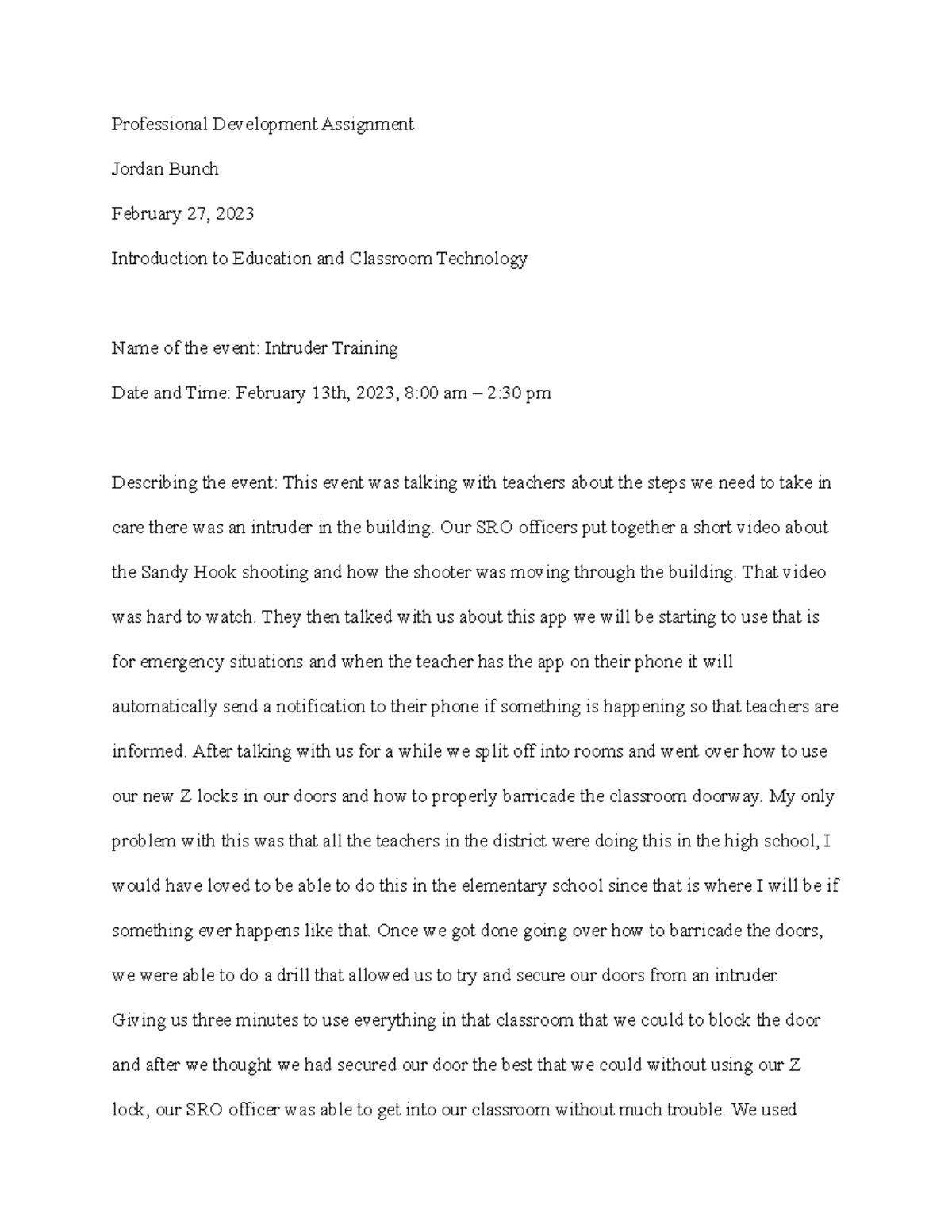 Professional Development Assignment JB - Professional Development ...