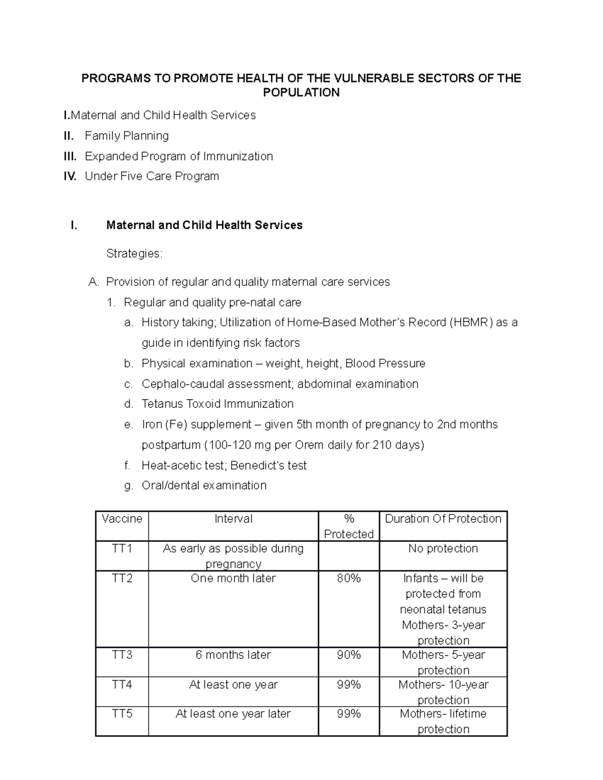 Lecture Notes Community Health Nursing Programs TO Promote Health