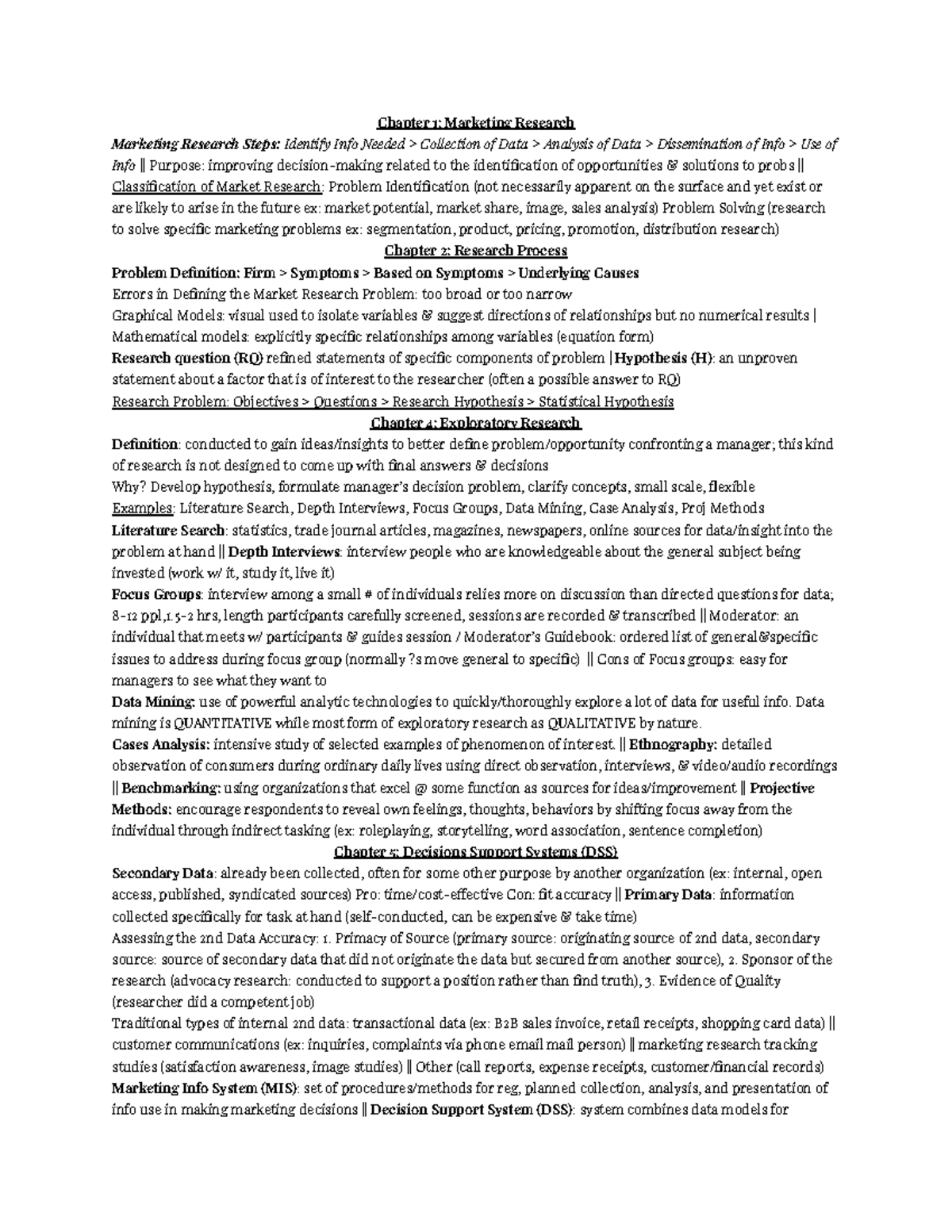 Marketing Research Test 1 Sheet - Chapter 1: Marketing Research ...