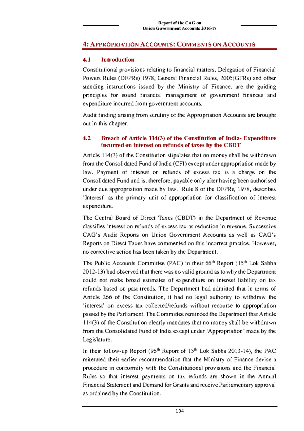 Chapter 4 Appropriation Accounts Comments on Accounts of Report No ...