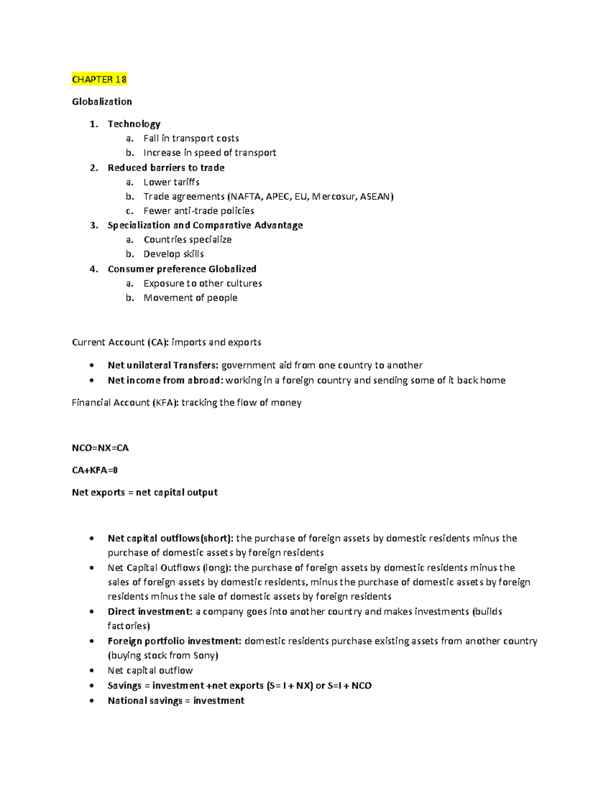 Econ 202 Chapter 18 Notes - CHAPTER 18 Globalization 1. Technology a ...