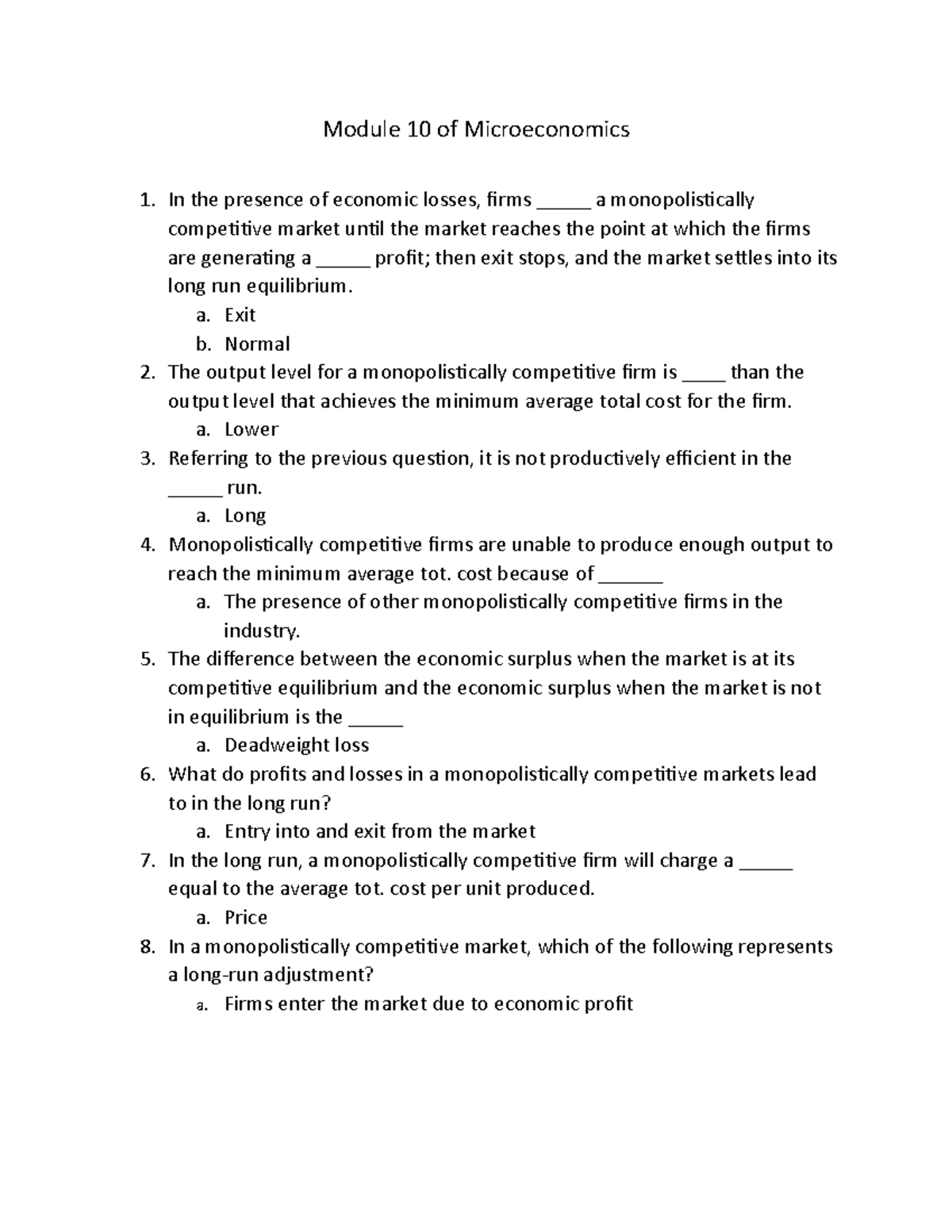 Module 10 of Microeconomics part 4 - Module 10 of Microeconomics In the ...