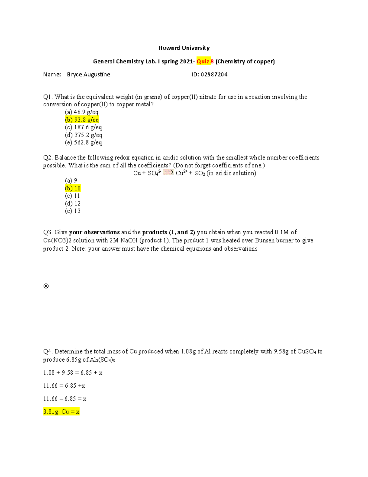 Highlighted Quiz 8 Quiz Help Howard University General Chemistry highlighted-quiz-8-quiz-help-howard-university-general-chemistry