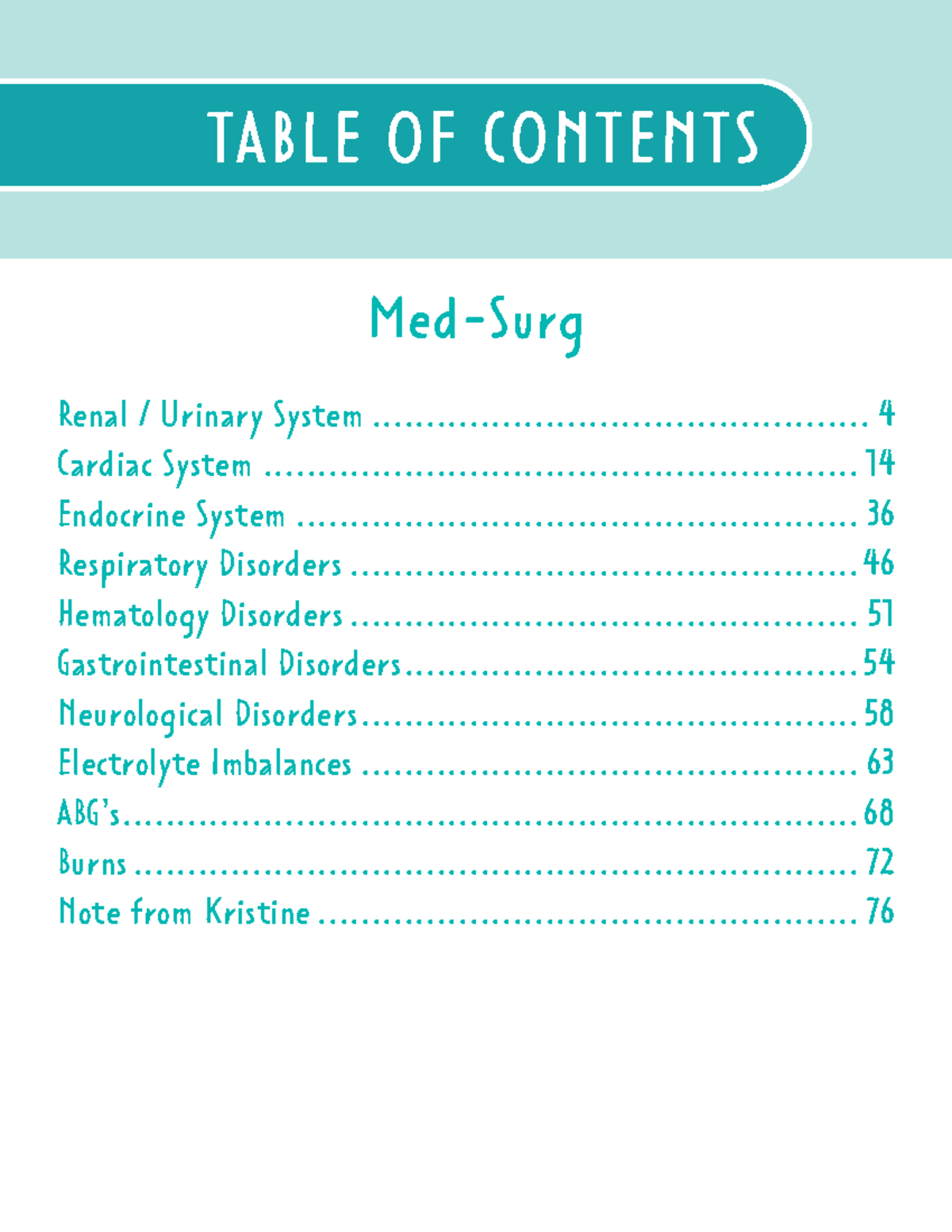 Medsurgbundle - med surg concepts - TABLE OF CONTENTS TABLE OF CONTENTS ...