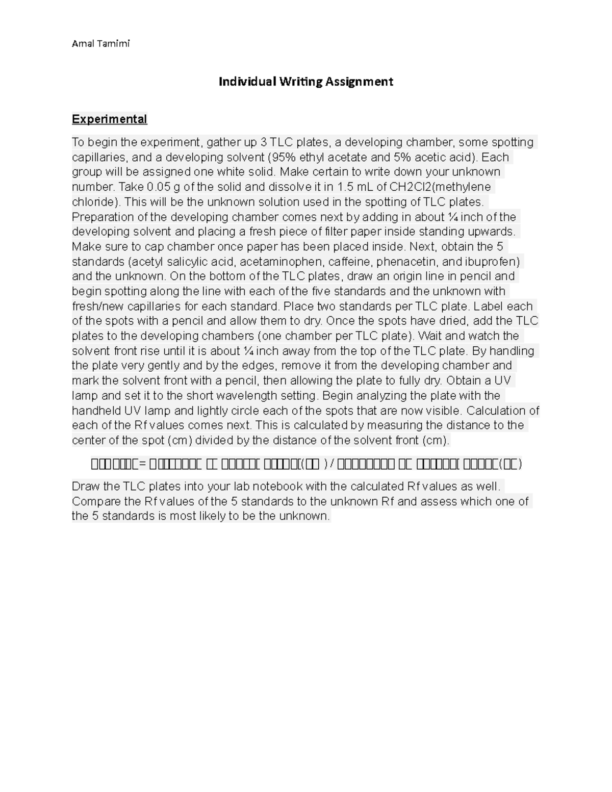 Individual Writing Assignment- TLC - Individual Writing Assignment ...