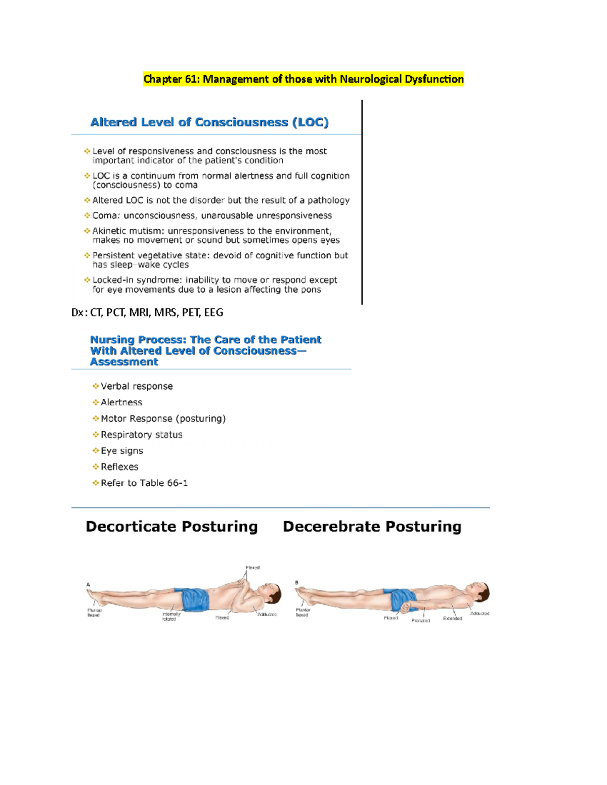 Chap 61 notes - Chapter 61: Management of those with Neurological ...