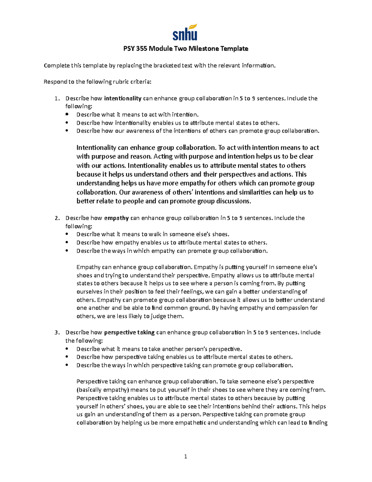 PSY355 2-2 - PSY 355 Module Two Milestone Template Complete this ...