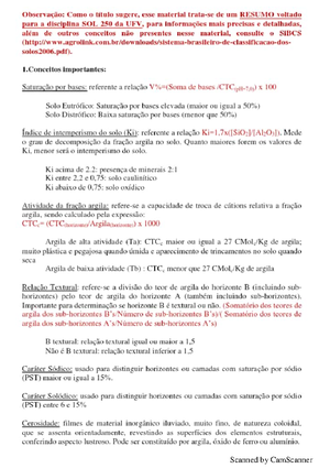 Resumo SOL 250 - química - SOL 250 – QUÕMICA DO SOLO Resumo baseado na Apostila Notas de Aula ...