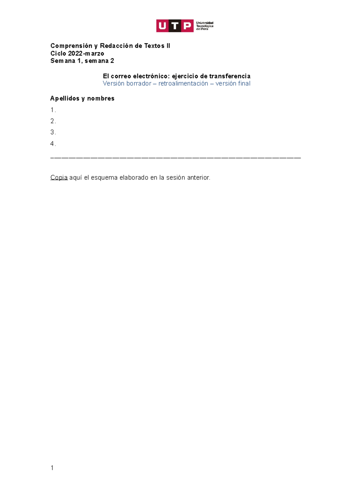 S01. s2 y S02. s1-s2 El correo electrónico ejercicio de transferencia formato-1 - comprension y ...