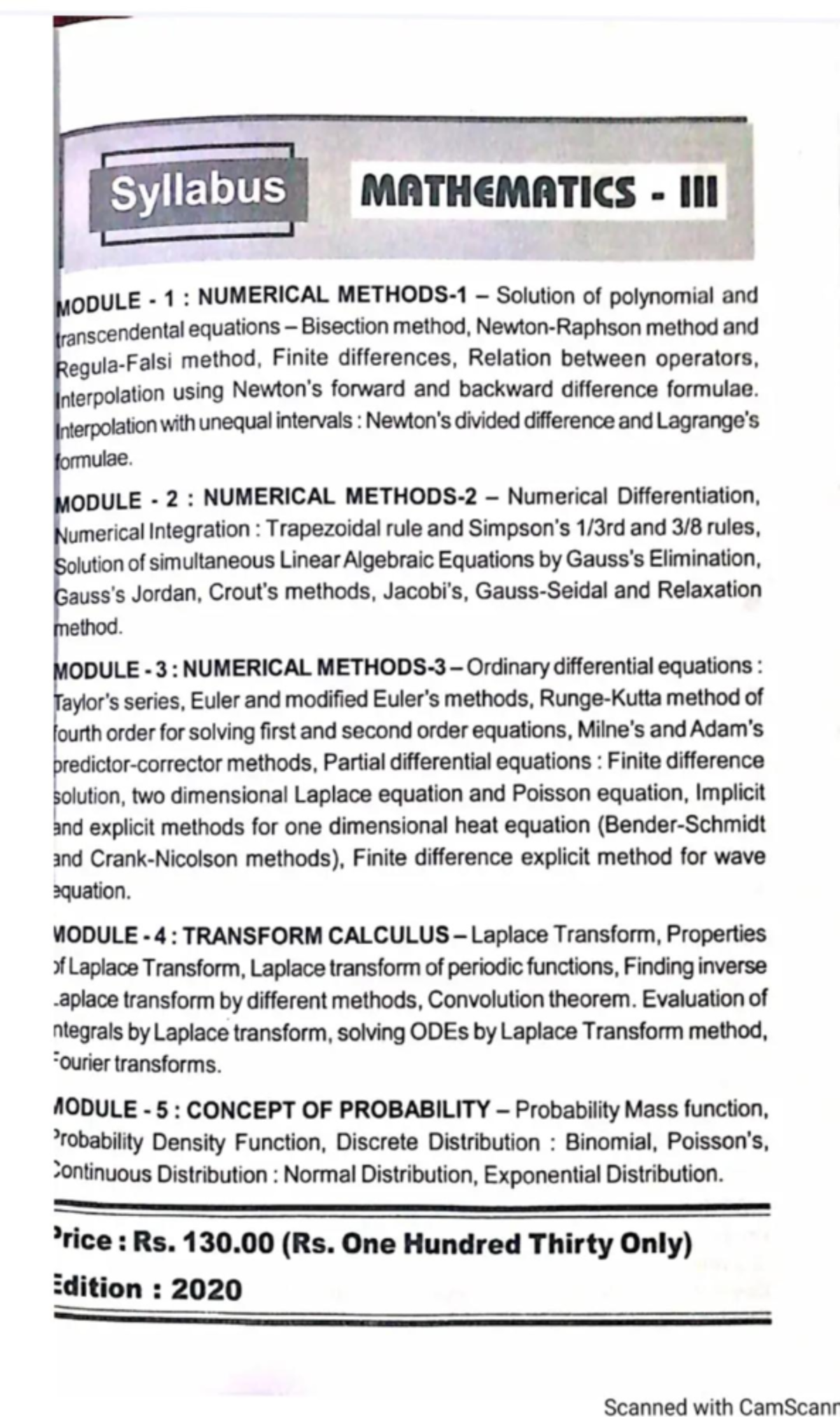 Maths 3 Shivani 1unit - Syllabus MATHEMATICS MODULE 1 : NUMERICAL ...