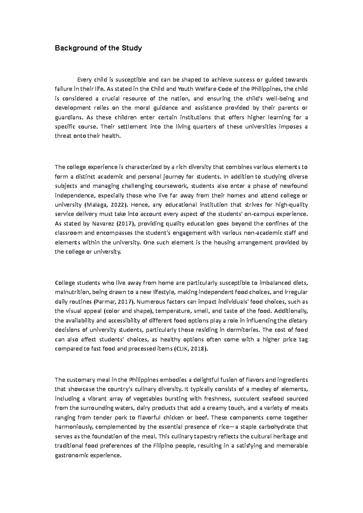 Background OF DA Studie - Background of the Study Every child is ...