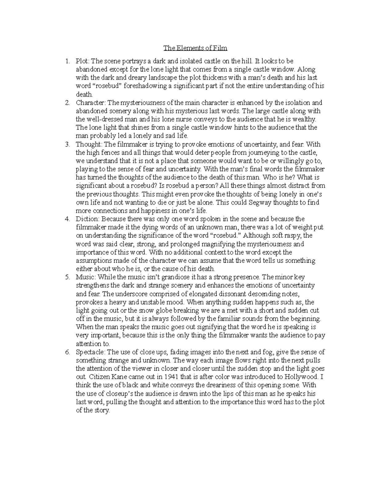 The Elements of Film - Applied understanding of film techniques and how ...