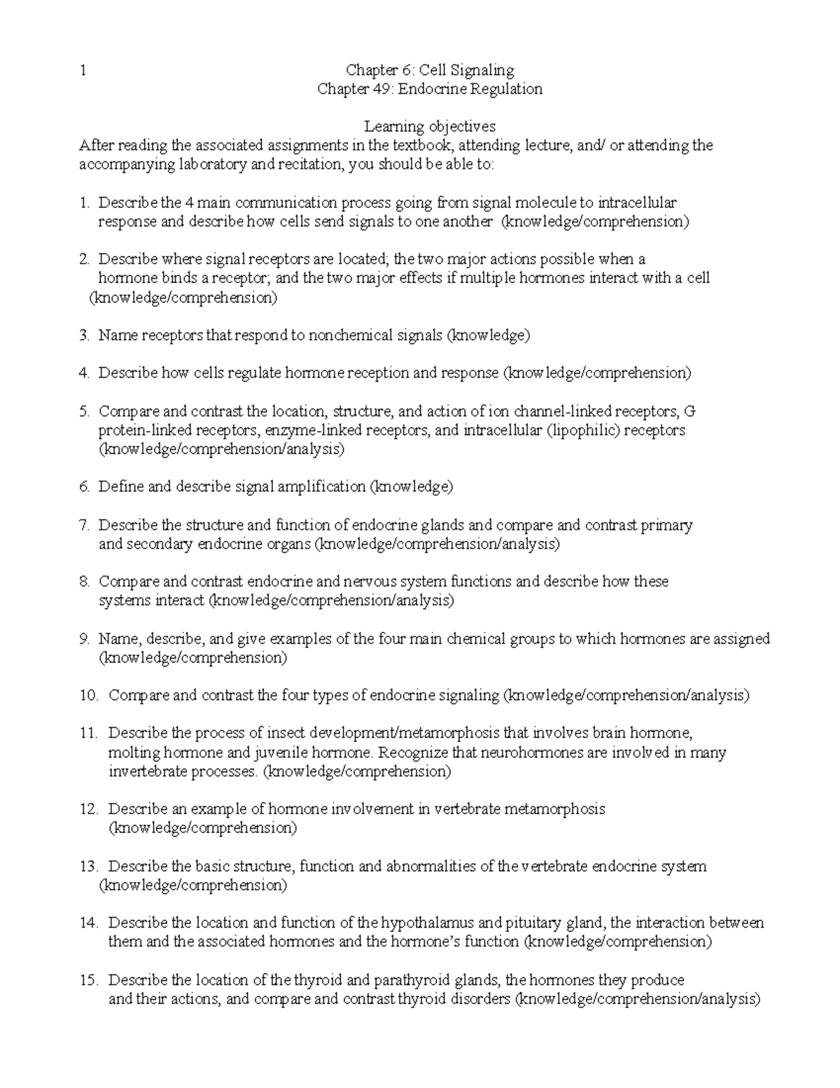 Chap 6 and 49-SP22 - heu hup - 1 Chapter 6: Cell Signaling Chapter 49 ...