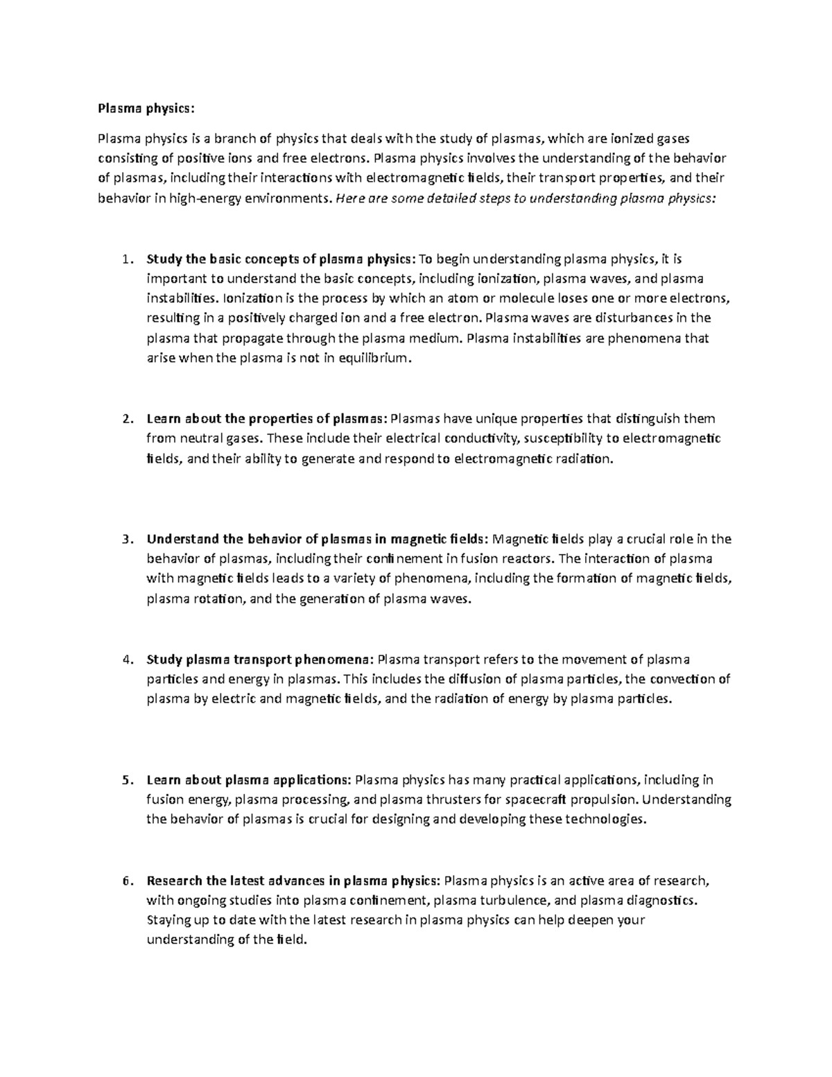 Plasma physics - The study of matter in the form of ionized gases ...