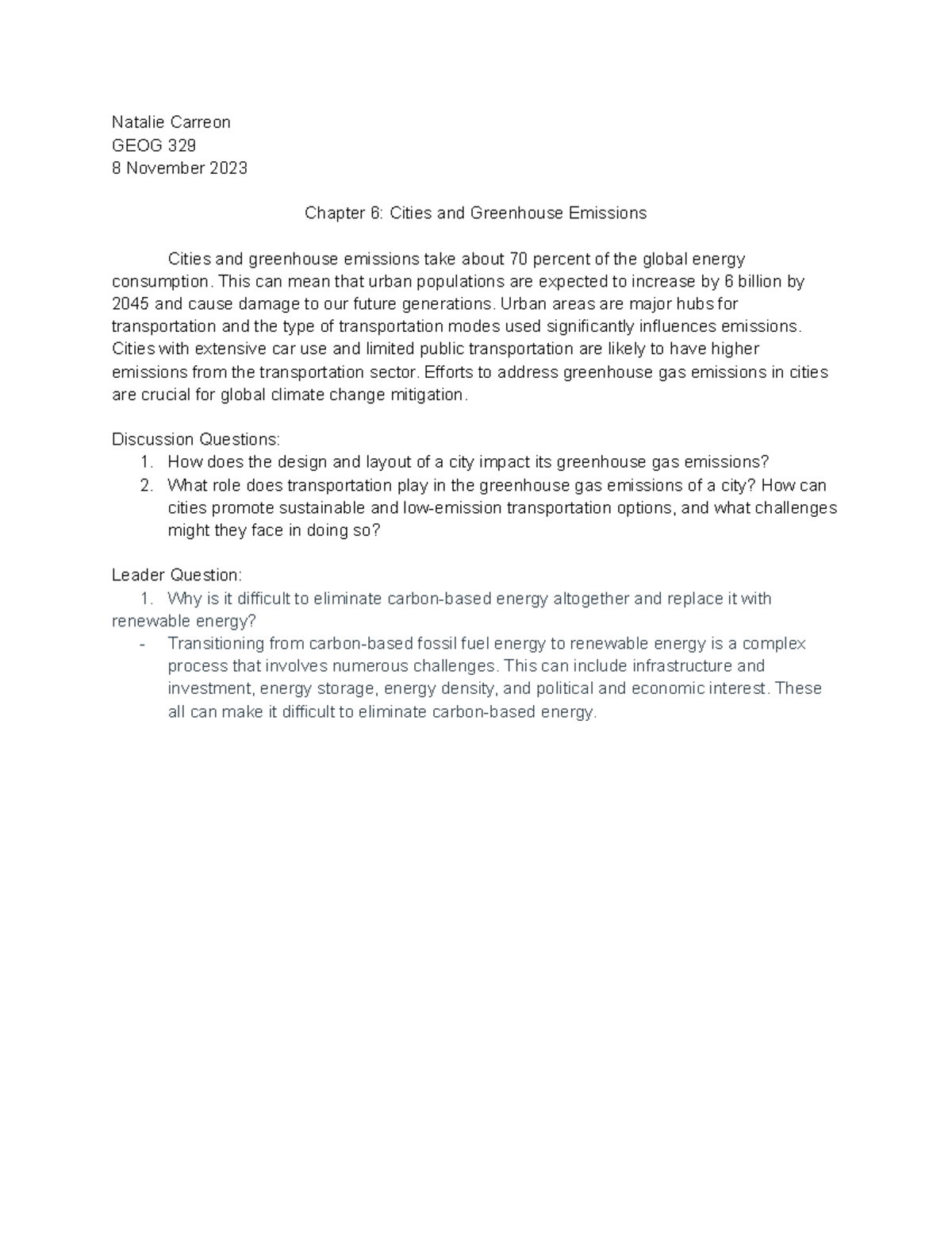 Chapter 6 Assignment - Natalie Carreon GEOG 329 8 November 2023 Chapter ...