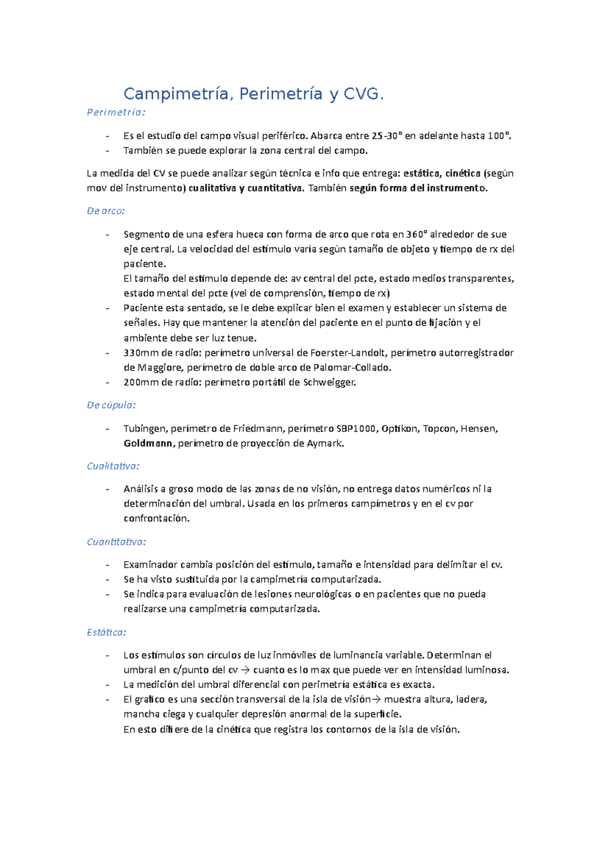 Perimetria y cv goldmann - Campimetría, Perimetría y CVG. Perimetría ...