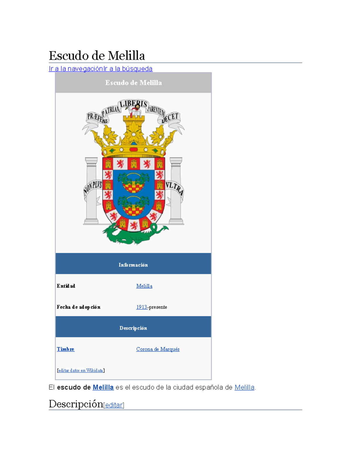 que es el Escudo de Melilla - Escudo de Melilla Ir a la navegación Ir a ...