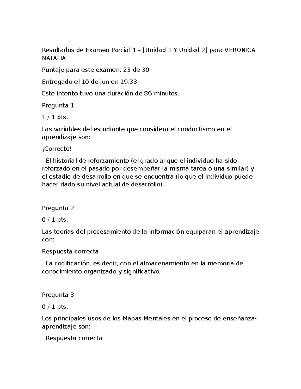 Parcial 1 y 2 de tecnicas de la investigacion practita - Resultados de Examen Parcial 1 ...