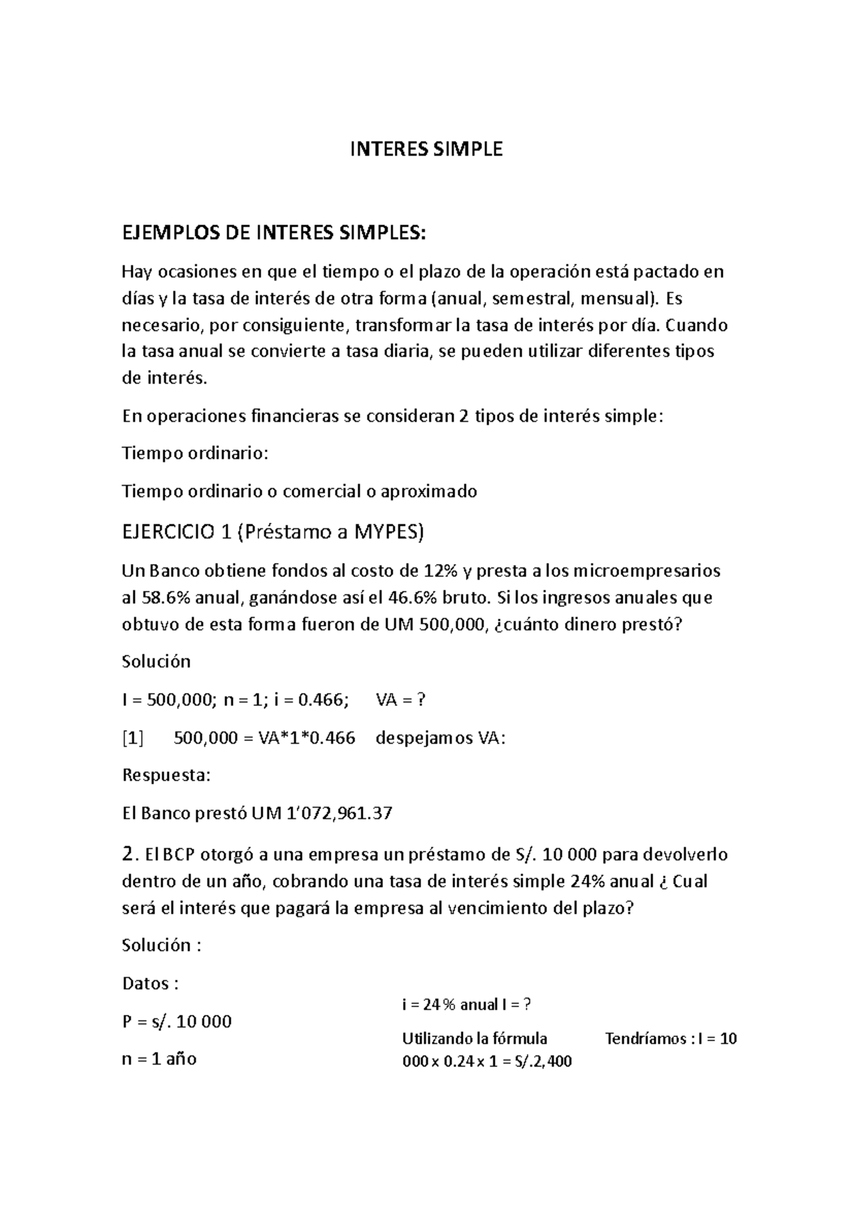 Interes Simple - mayor informscion - INTERES SIMPLE EJEMPLOS DE INTERES ...