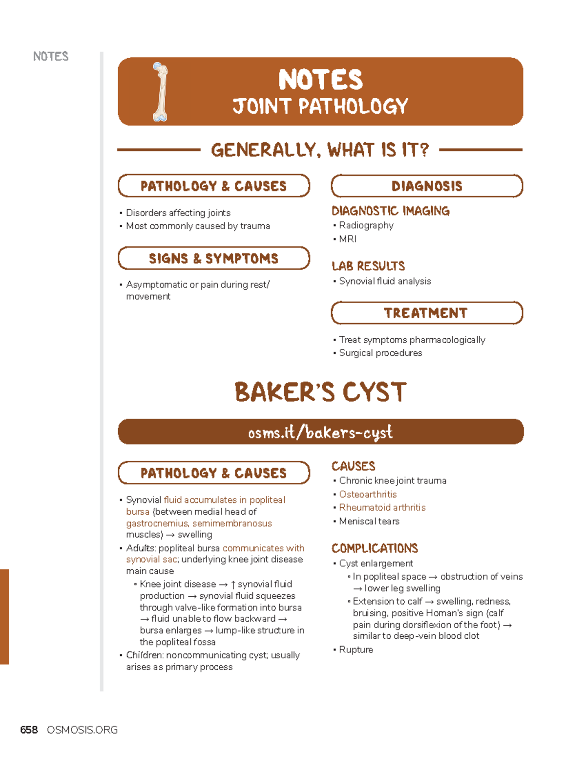 Joint pathology - musculoskeletal course -MEDICINE - NOTES NOTES JOINT ...