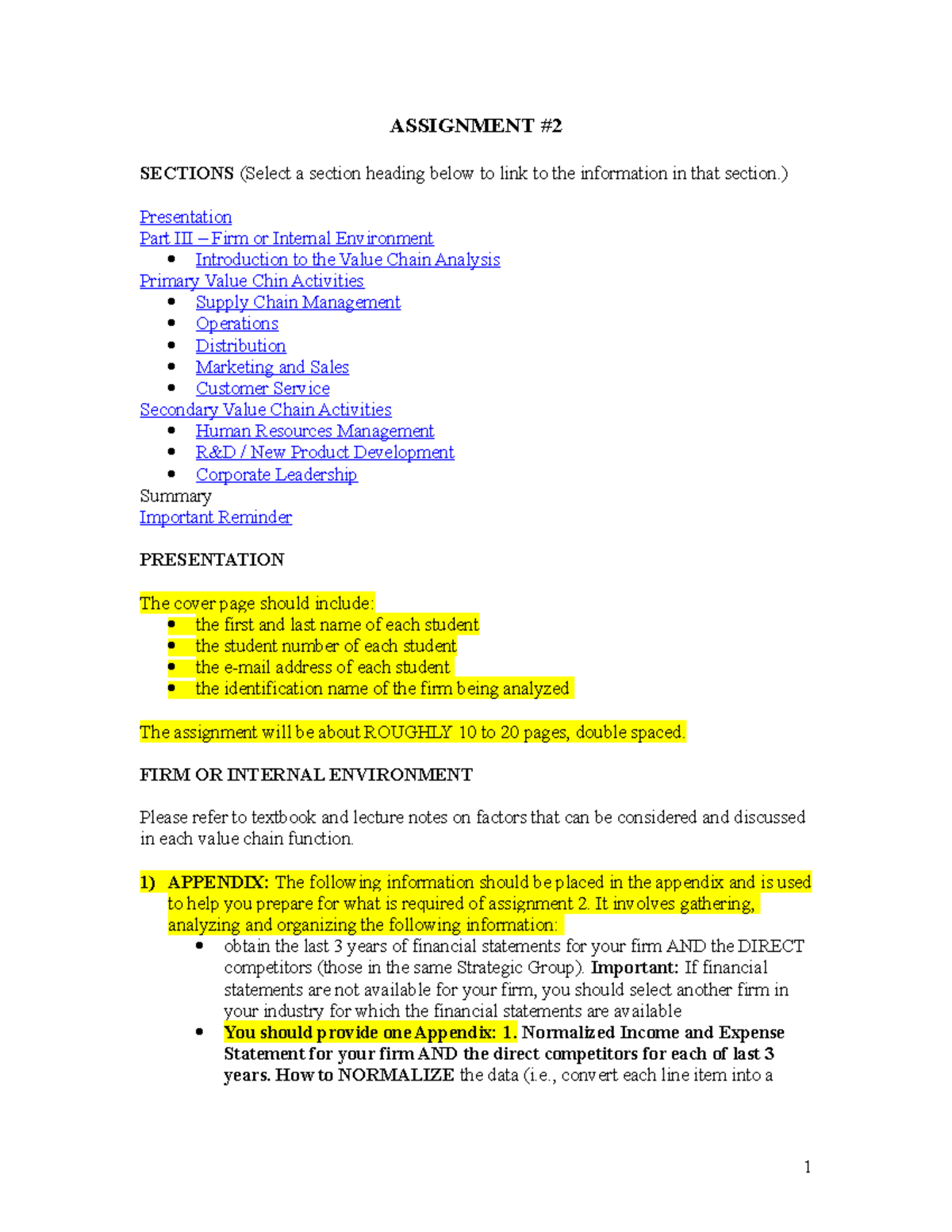 Assignment 2 Instructions Assignment Sections Select A Section Heading Below To Link To The