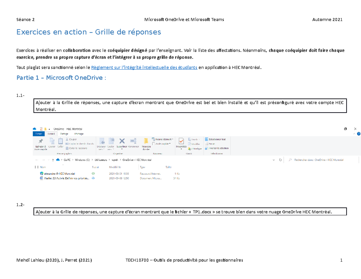 Séance 2 Exercices En Action - Grille de réponses-2 - Exercices en ...