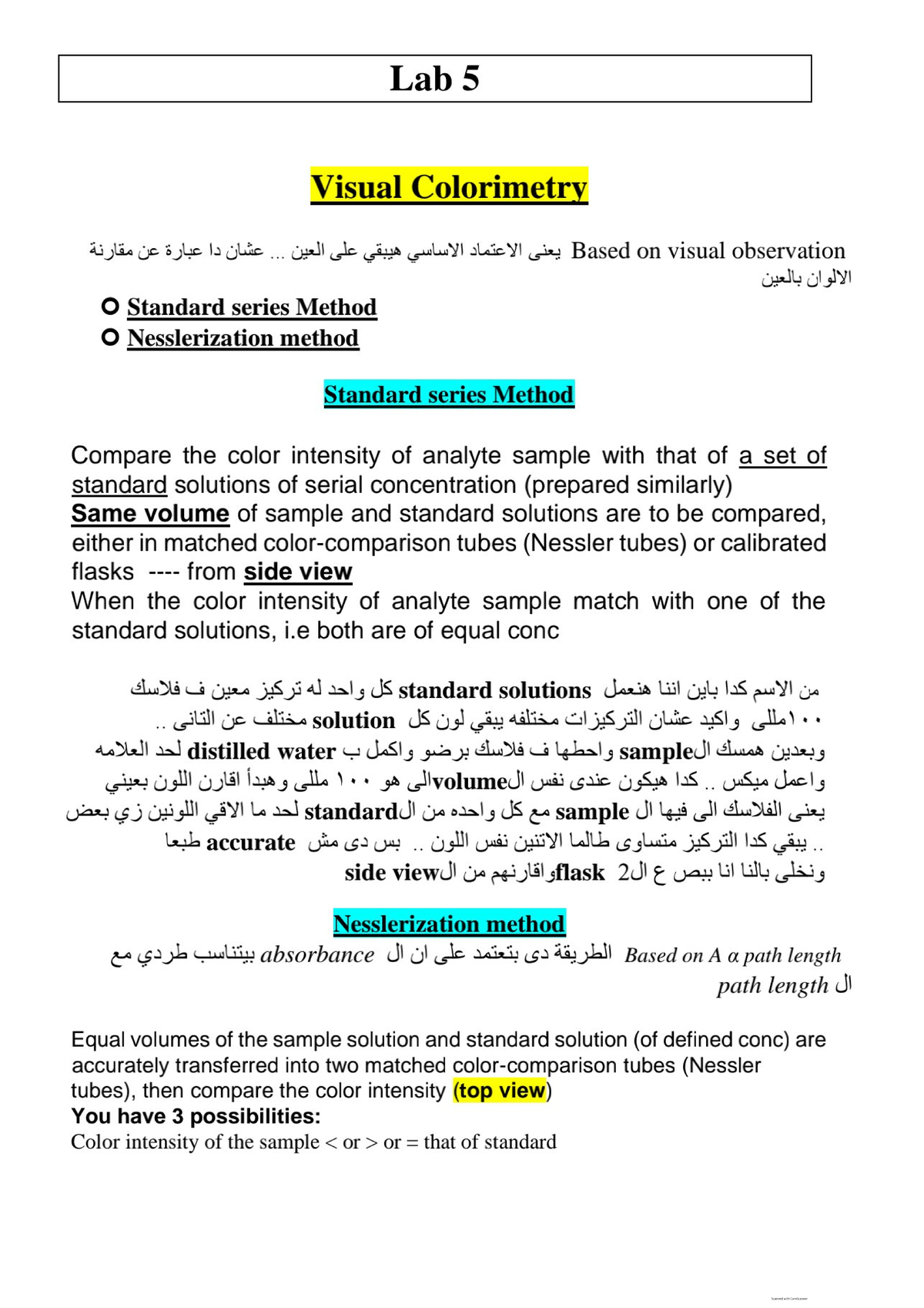 Lab 5 visual colorimetry - analytical chemistry - Studocu