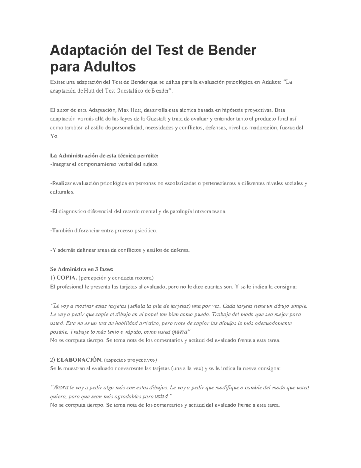 Adaptacion Del Test de Bender Para Adultos - Adaptación del Test de ...