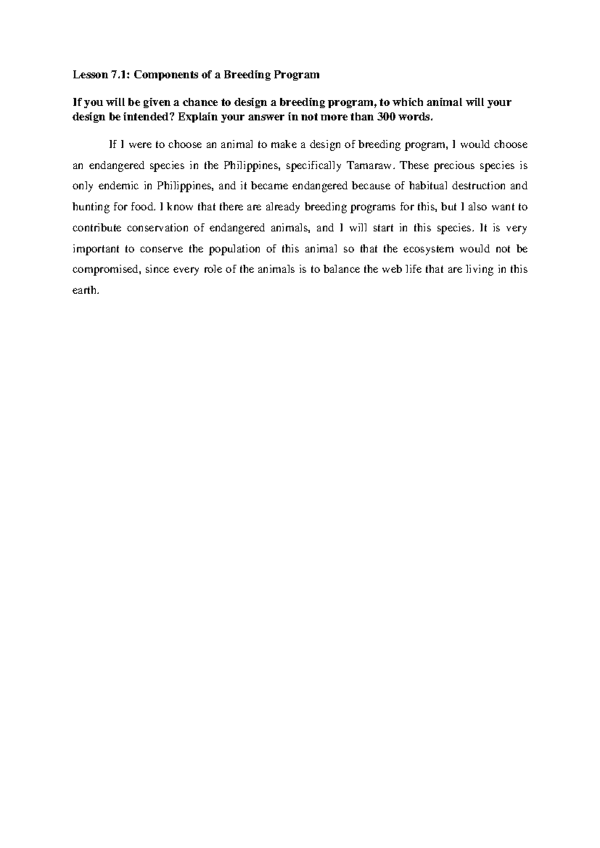 VZoo103-Components of a Breeding Program - Zoonoses - Studocu