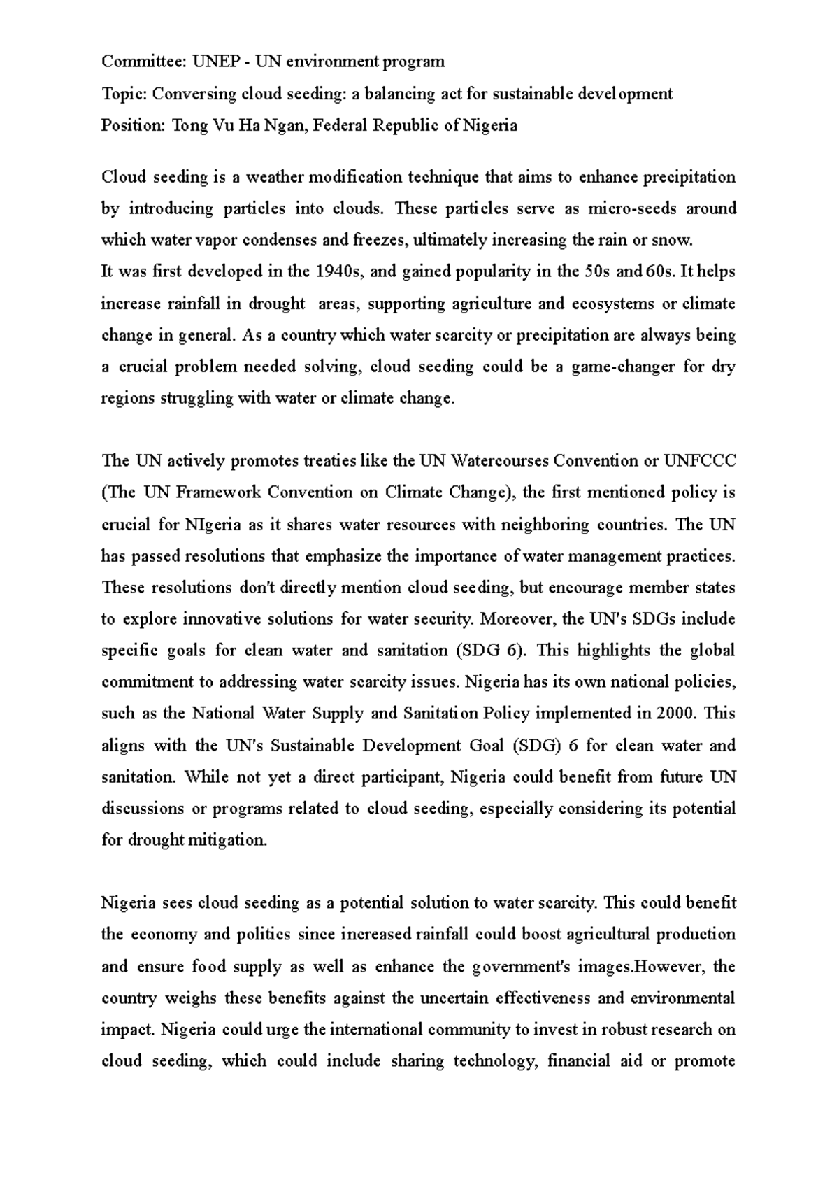 [UNEP][ Position Paper] Federal Republic OF Nigeria - TONG VU HA NGAN ...