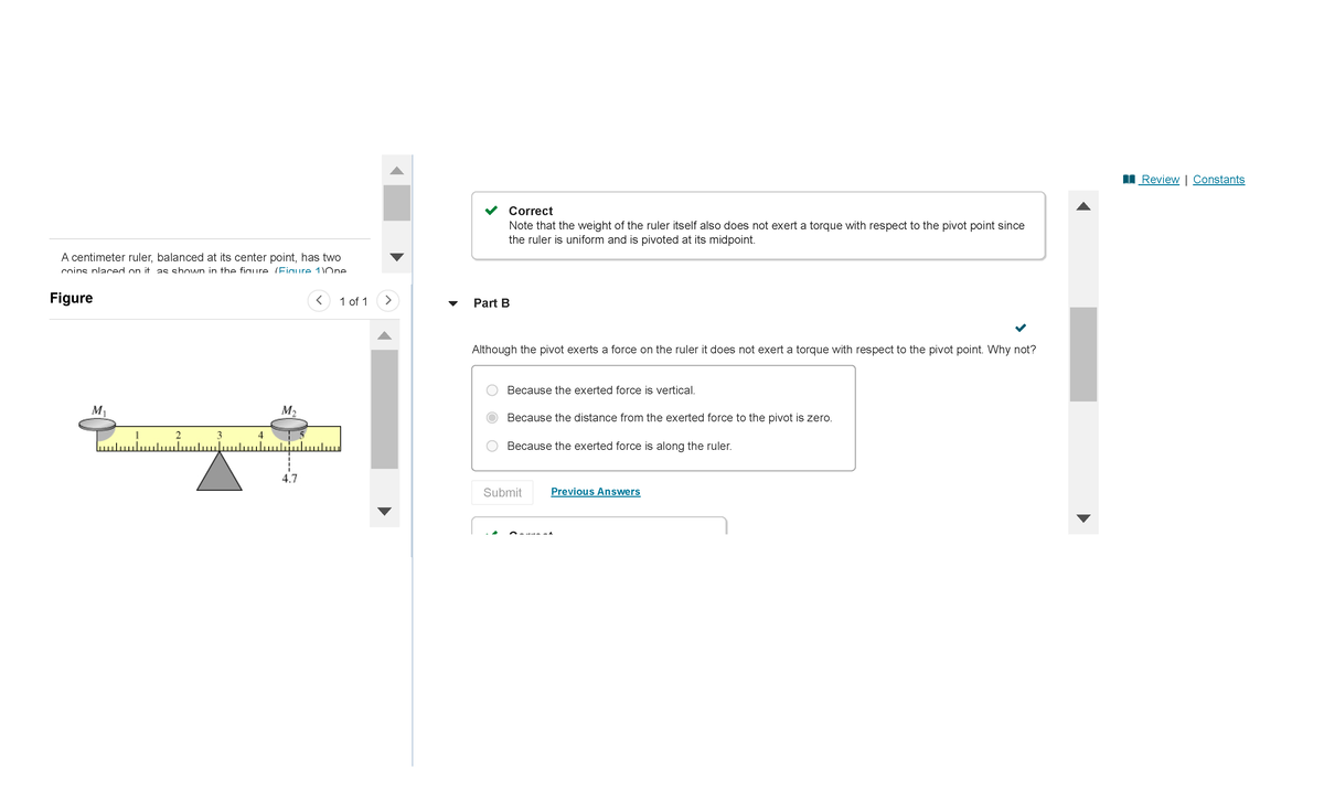 Mastering Physics Pre Lec 11A - Torques on a Ruler Pt. 2 - 1 of 1 A ...
