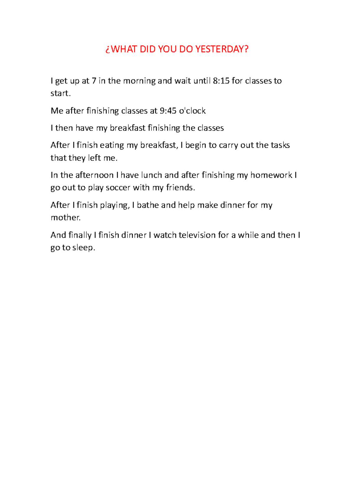 WHAT DID YOU DO Yesterday alexander sierra acero - ¿WHAT DID YOU DO ...