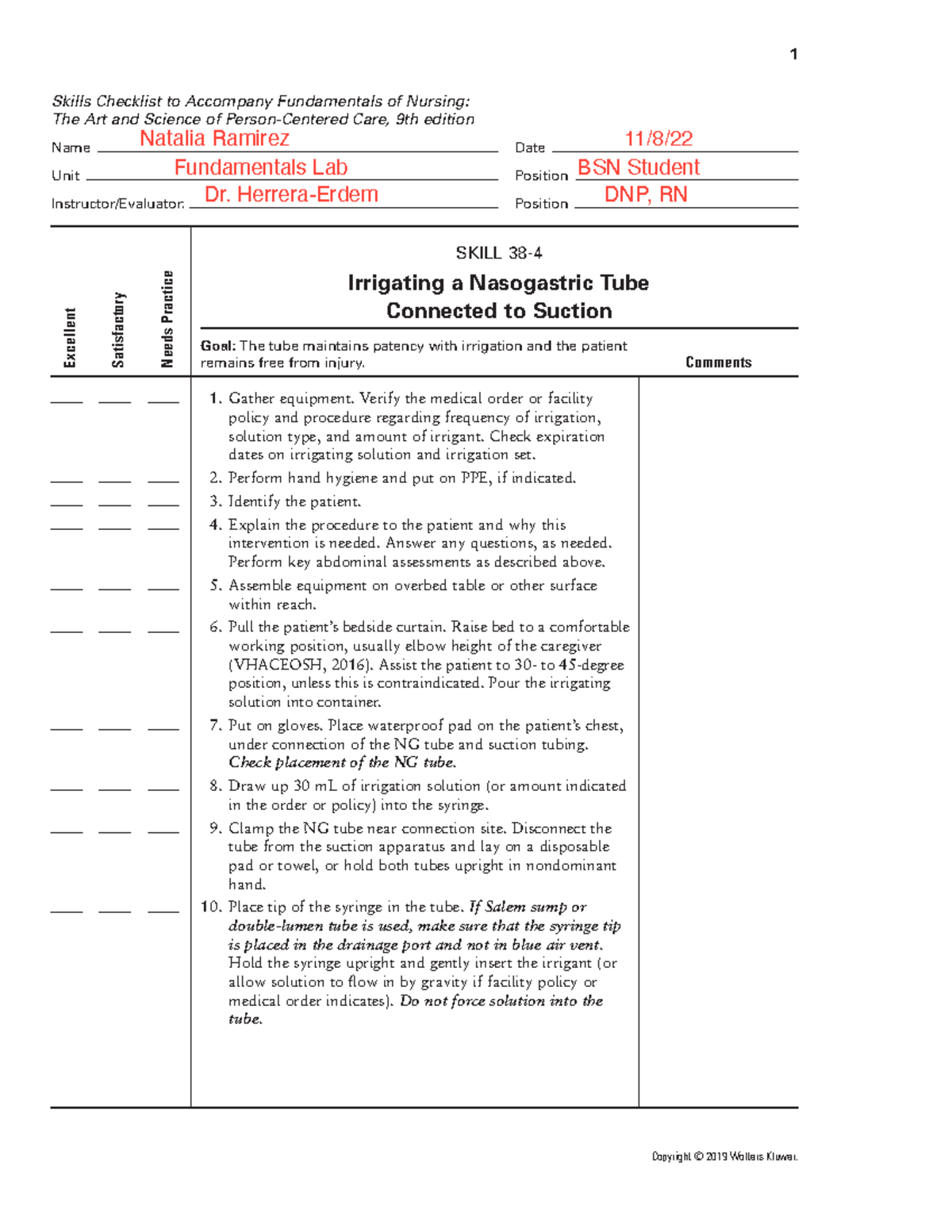 Bowel Elimination Checklist 4 - 1 Skills Checklist to Accompany ...