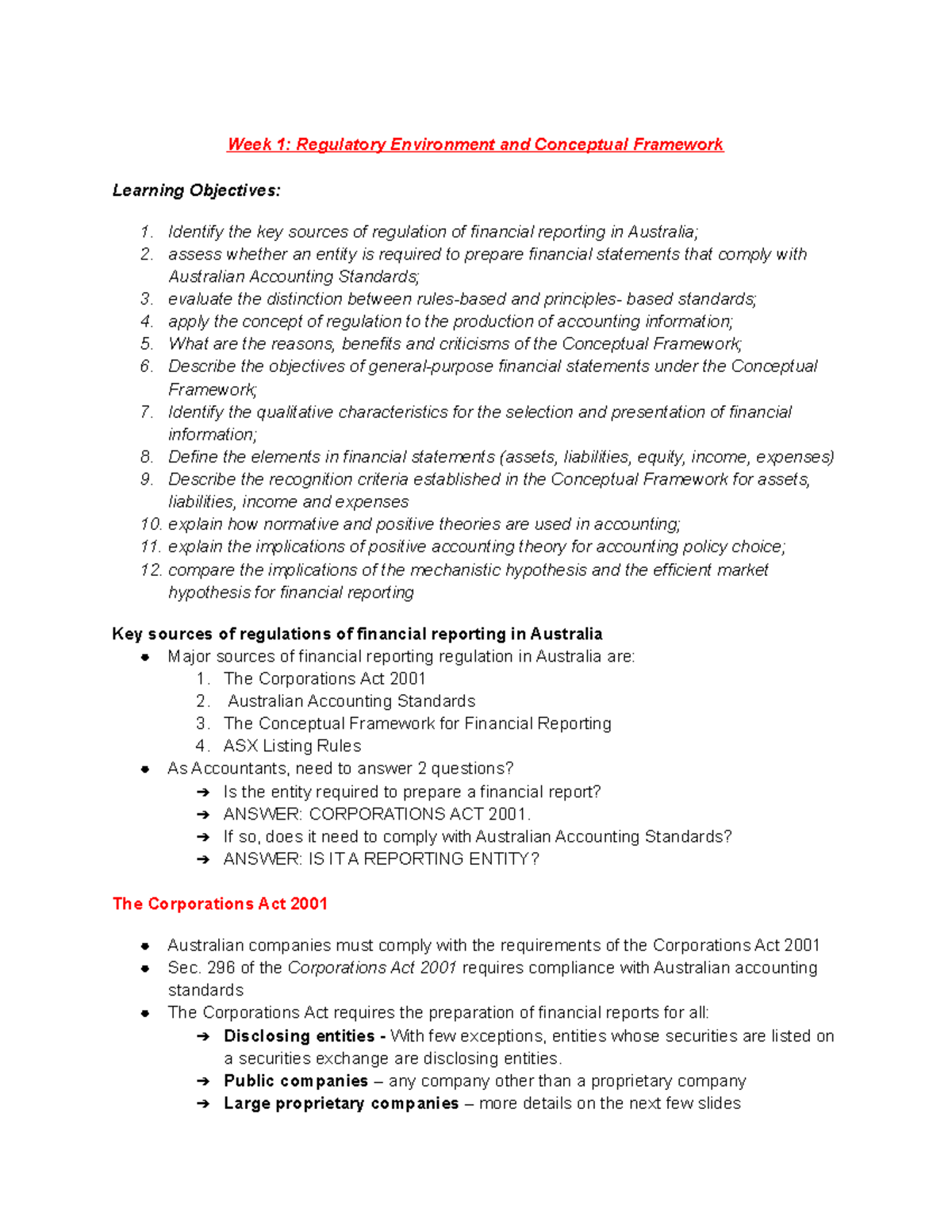 ACCG2024 Financial Accounting and Reporting - Week 1: Regulatory ...
