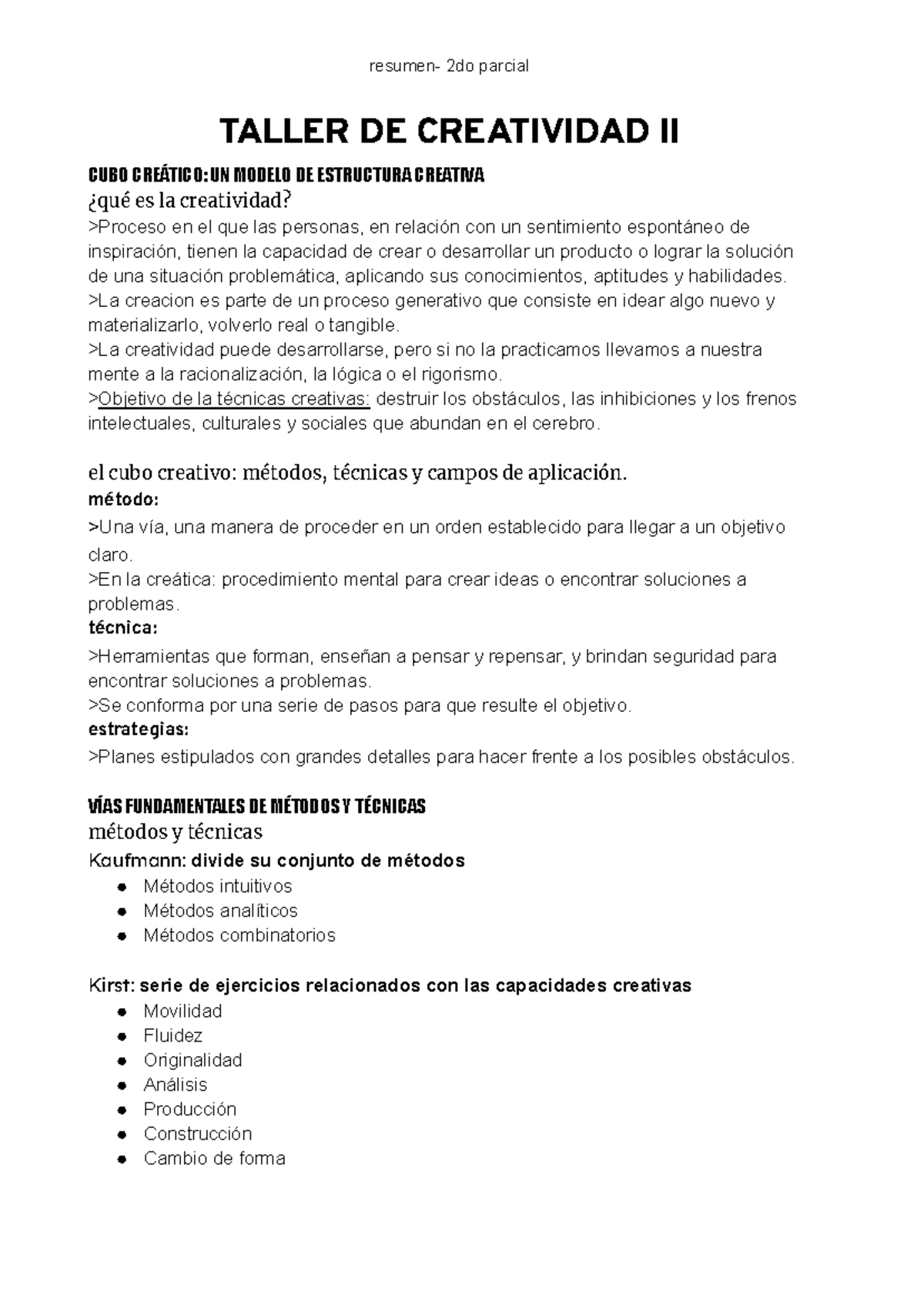 Taller DE Creatividad-parcial 2 - TALLER DE CREATIVIDAD II CUBO ...