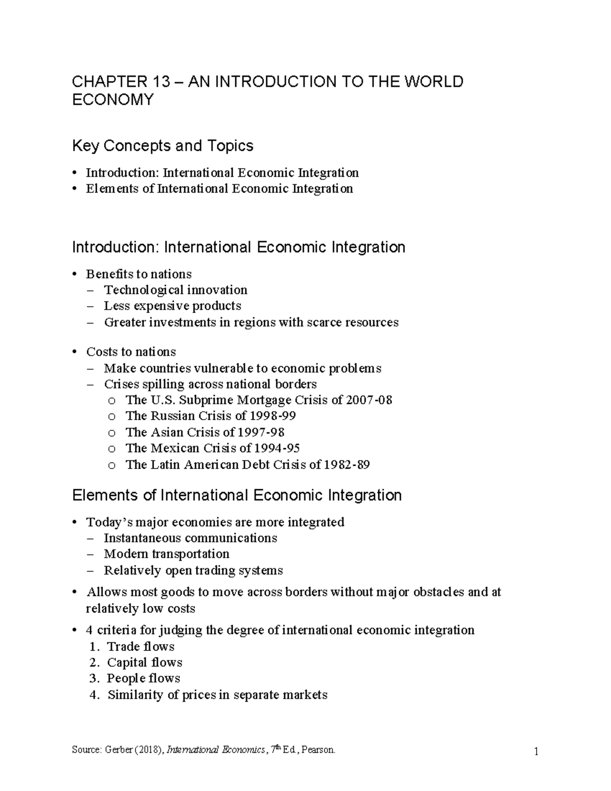 Chp13 Lecture Notes Chapter 13 An Introduction To The World Economy Key Concepts And