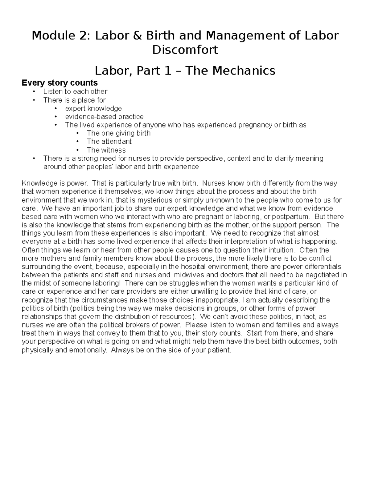 Module 2 - womens health - Module 2: Labor & Birth and Management of ...